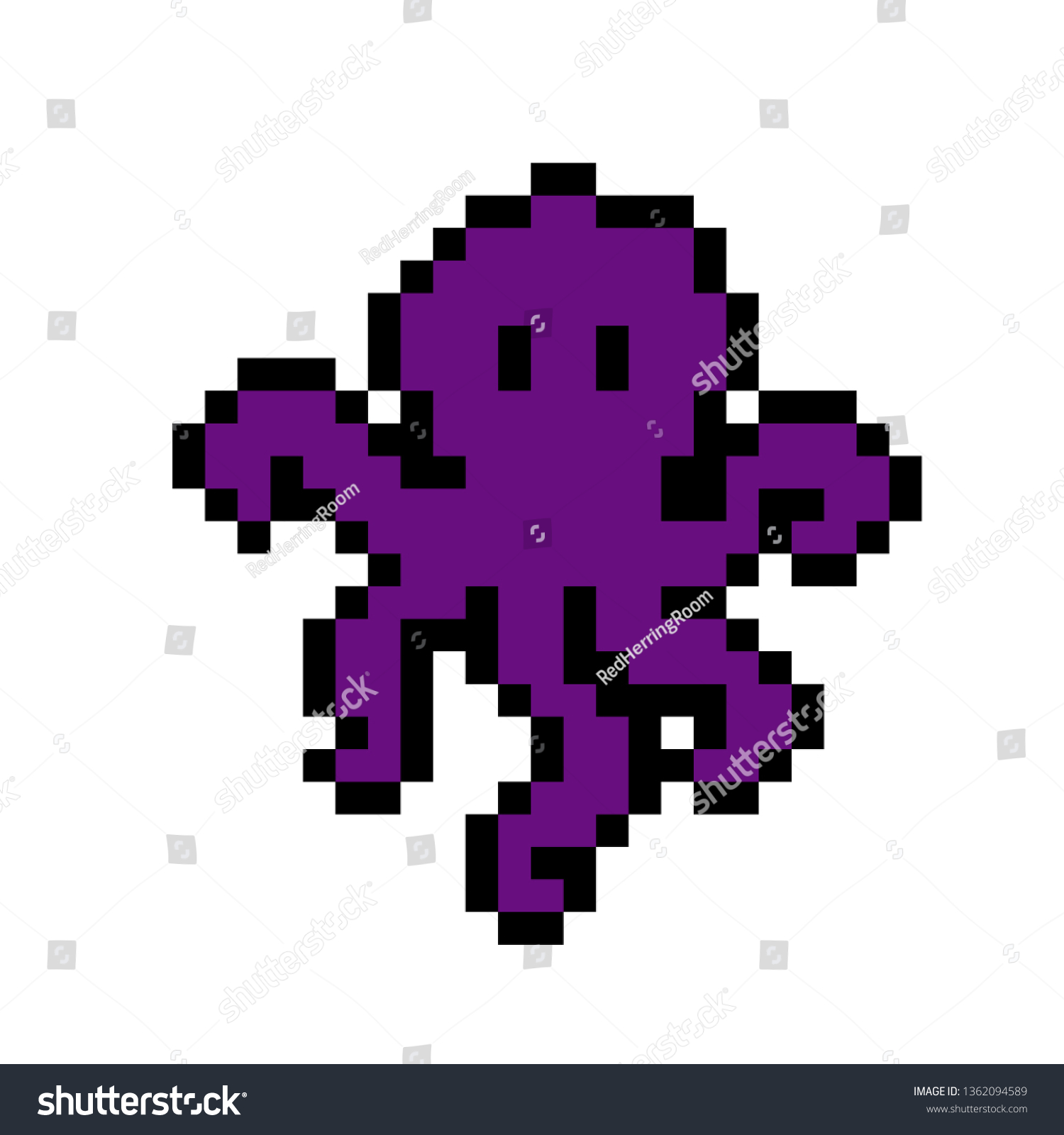 Pixel Art Squid Sea 스톡 벡터(로열티 프리) 1362094589 | Shutterstock