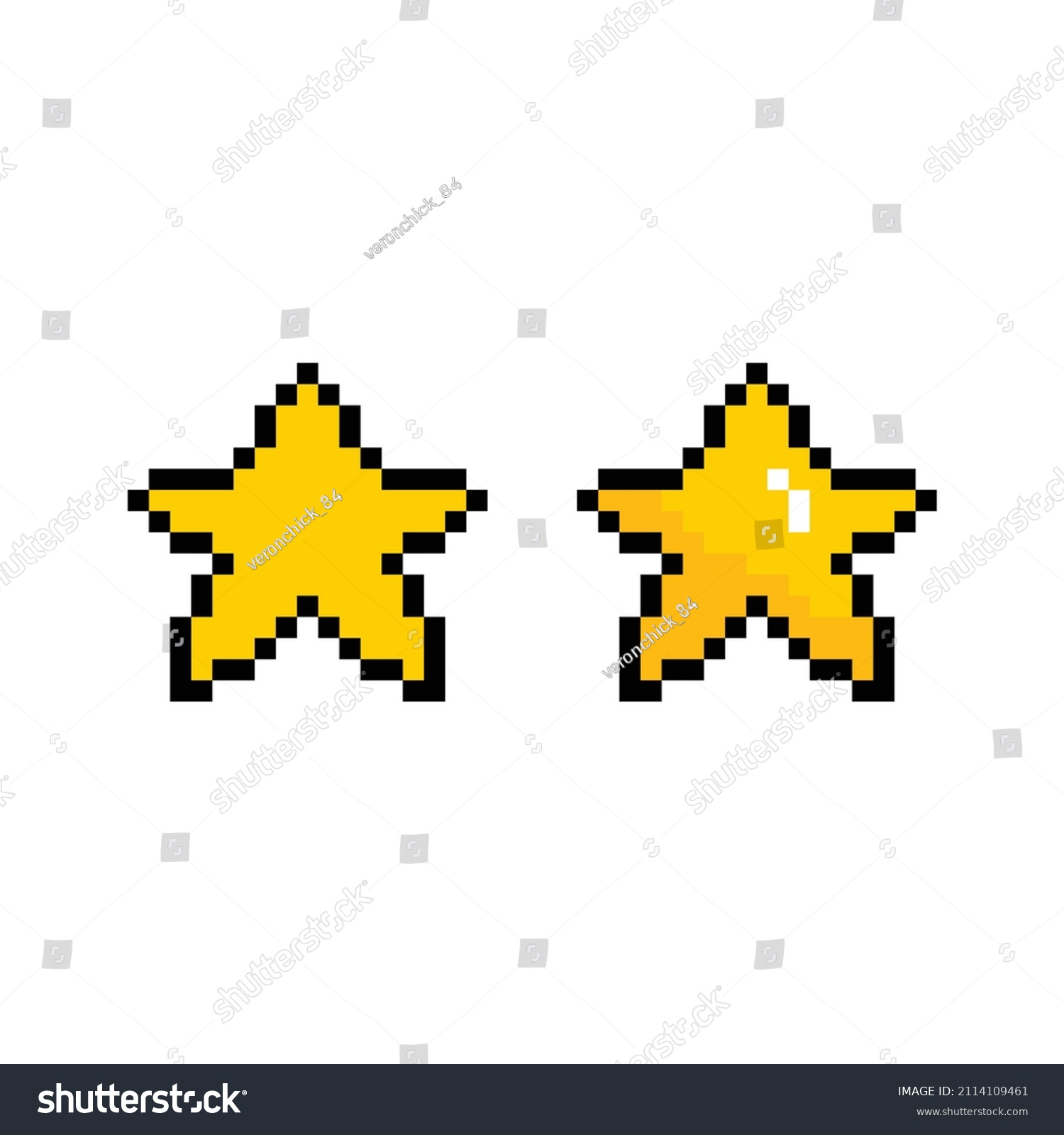 Pixel Art Star Icon Vector 8 Stock Vector (Royalty Free) 2114109461