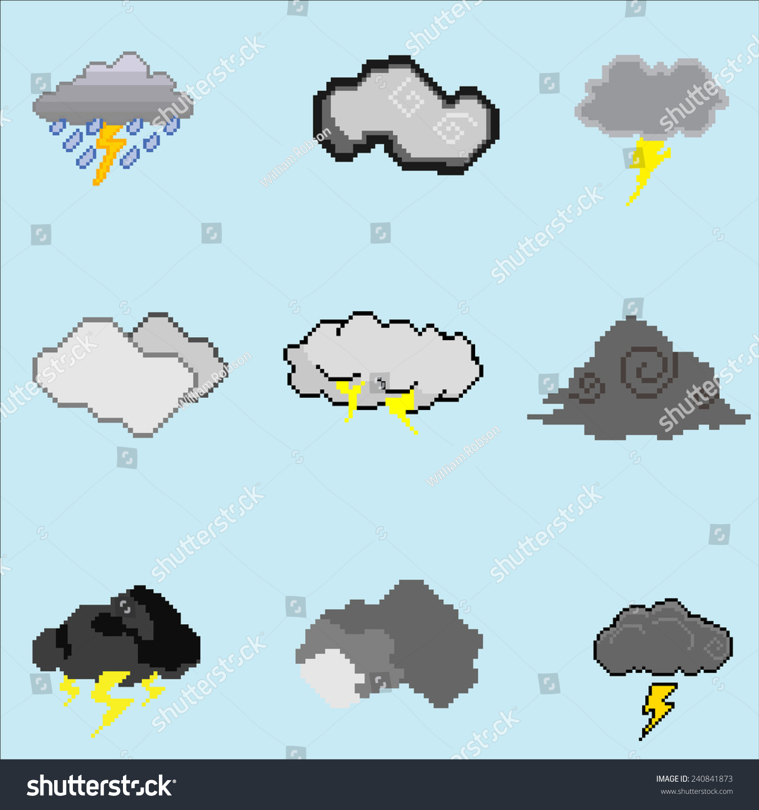 Pixel Art Storm Cloud Collection 库存矢量图（免版税）240841873 | Shutterstock
