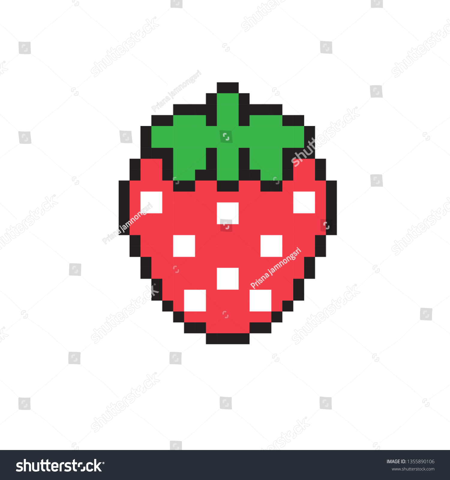 Pixel Art Strawberry Stock Vector (Royalty Free) 1355890106 | Shutterstock