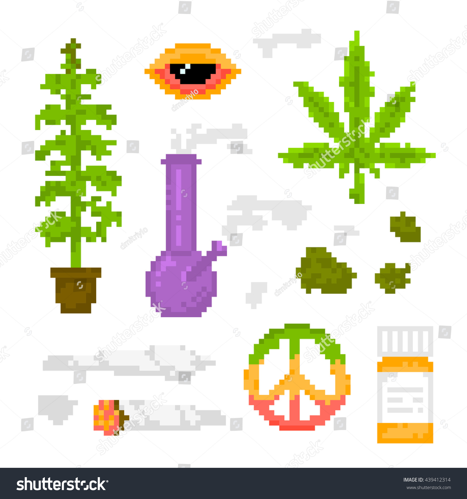 Pixel Art Style Marijuana Weed Isolated 库存矢量图（免版税）439412314 | Shutterstock