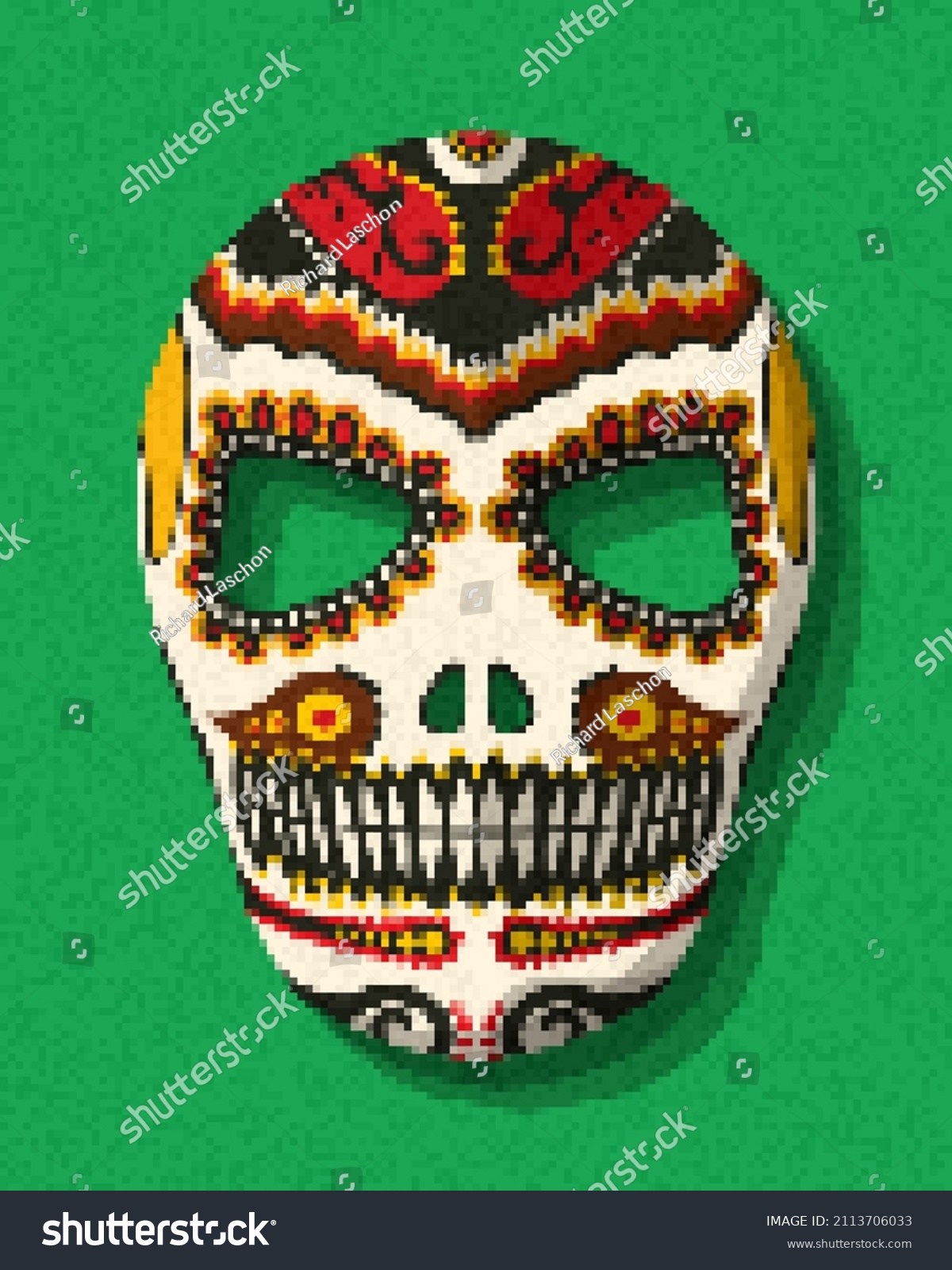 Pixel Art Sugar Skull Vector Illustration Stock Vector (Royalty Free ...