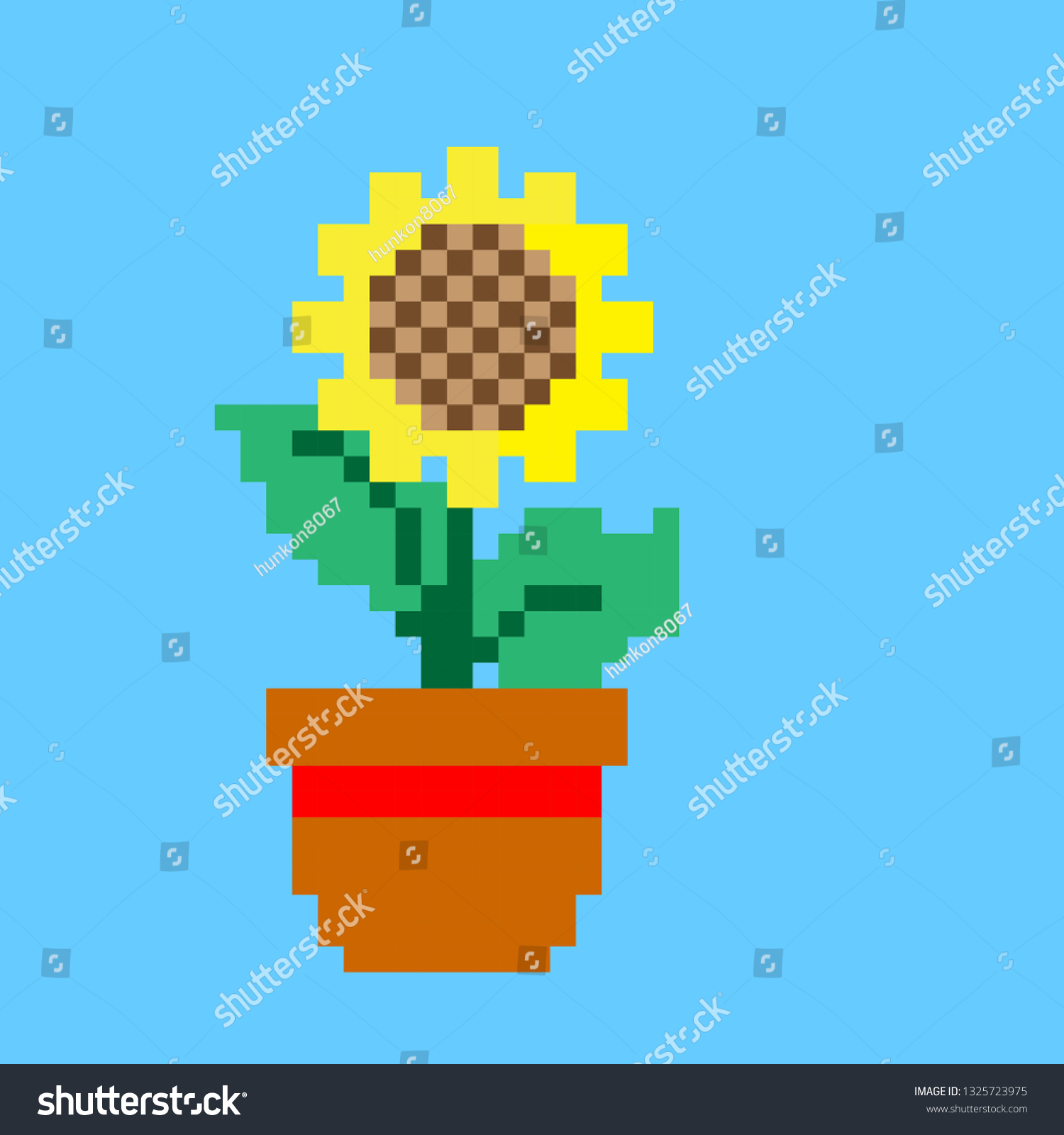 Pixel Art Sunflower Stock Vector (Royalty Free) 1325723975