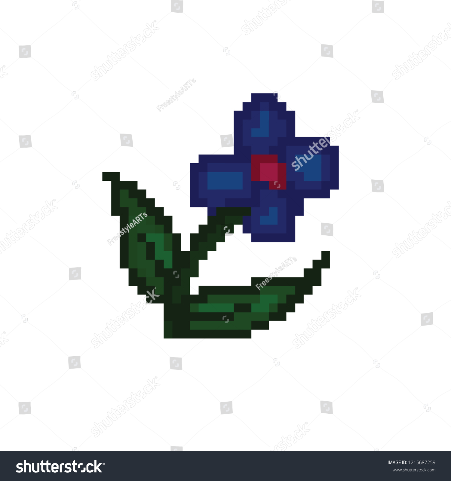 Pixel Art Flower Stock Vector (Royalty Free) 1215687259