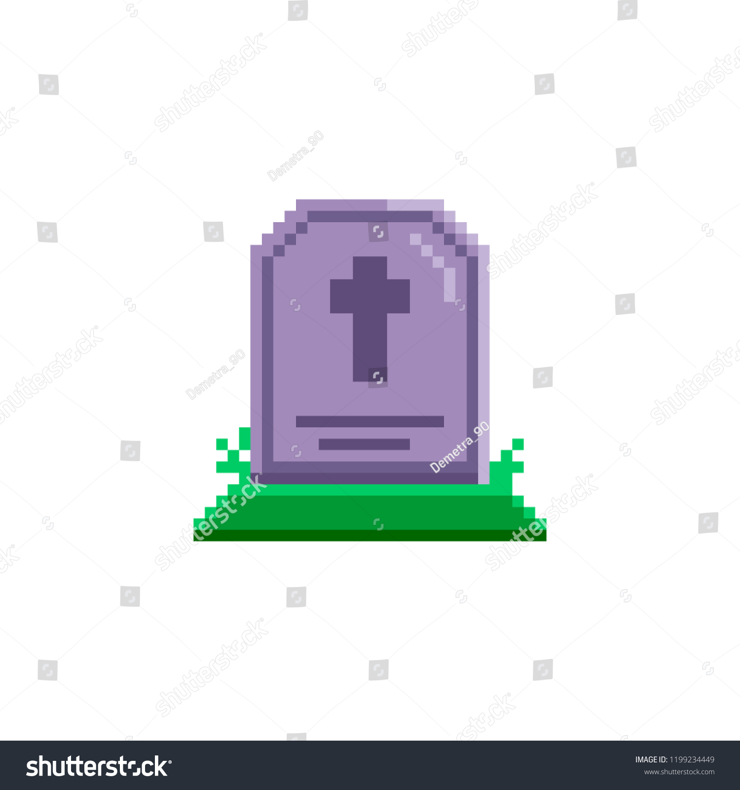 Pixel Art Tombstone Vector Icon: vector de stock (libre de regalías ...