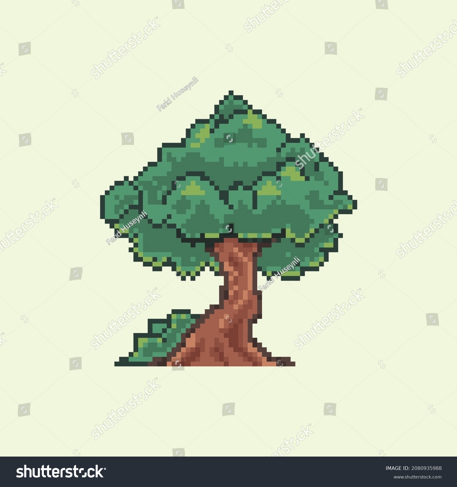 Pixel Art Tree Pixel Design Tree Stock Vector (Royalty Free) 2080935988