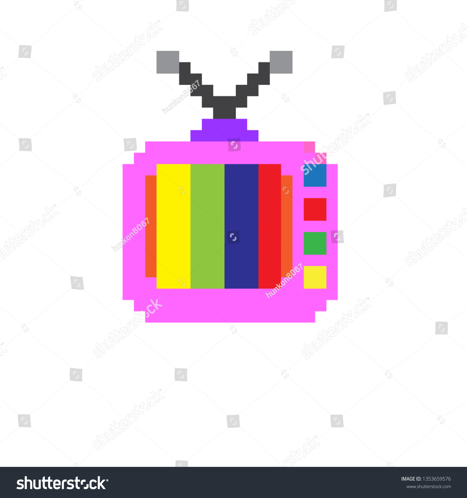 Pixel Art Tv: vector de stock (libre de regalías) 1353659576 | Shutterstock