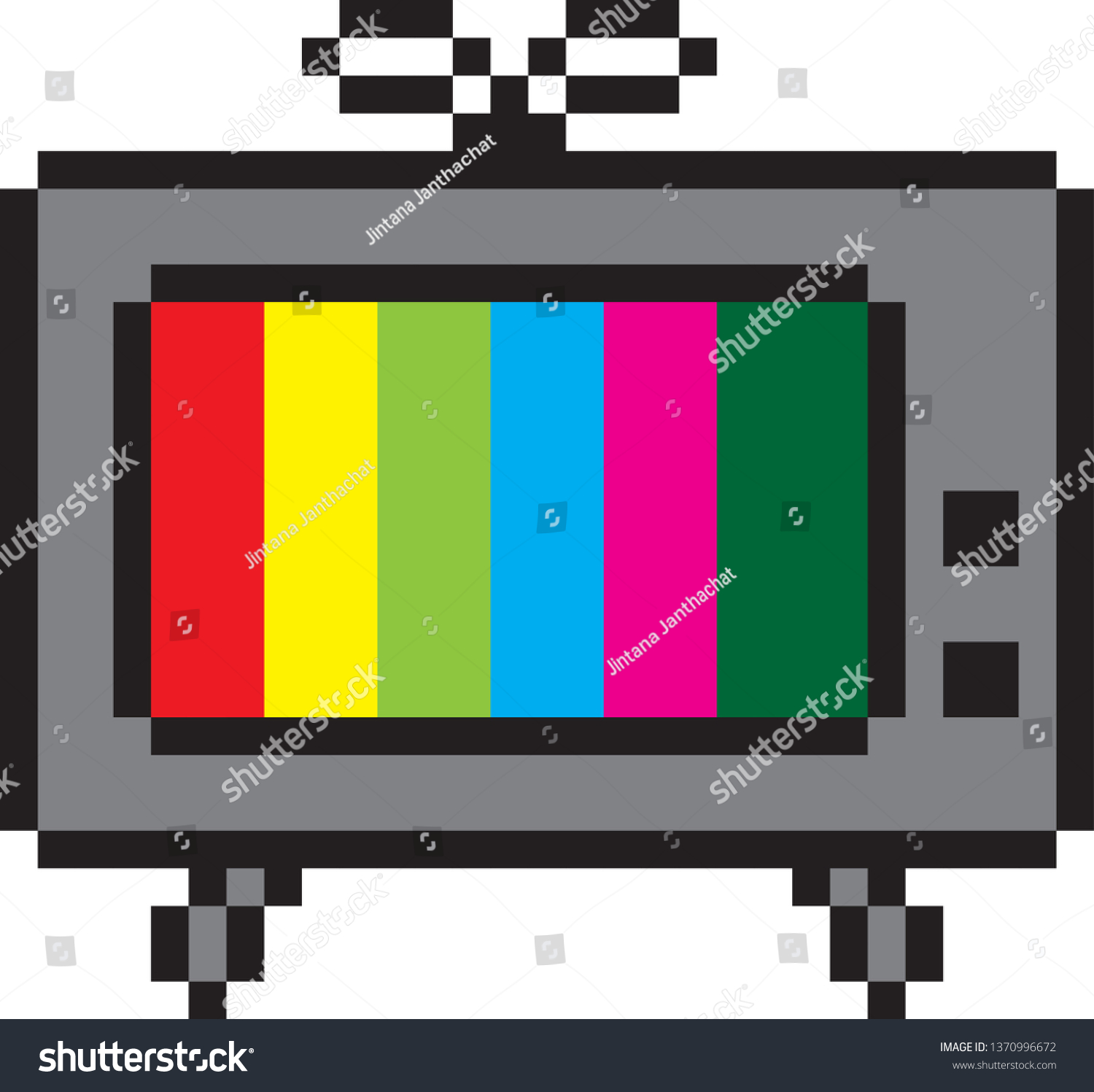 Vektor Stok Pixel Art Tv (Tanpa Royalti) 1370996672 | Shutterstock