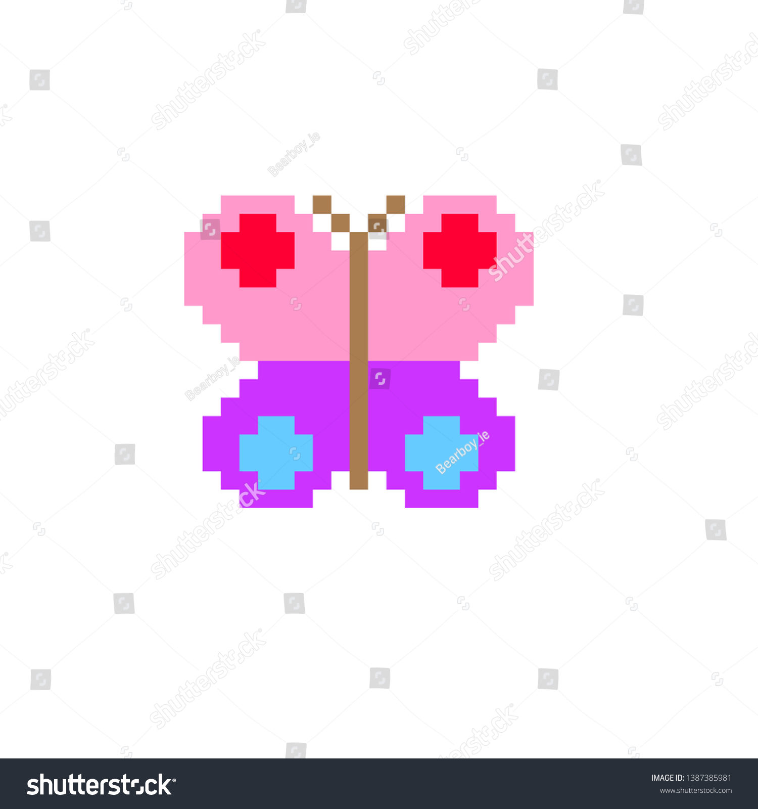 Pixel Art Vector Butterfly Fly: เวกเตอร์สต็อก (ปลอดค่าลิขสิทธิ์ ...