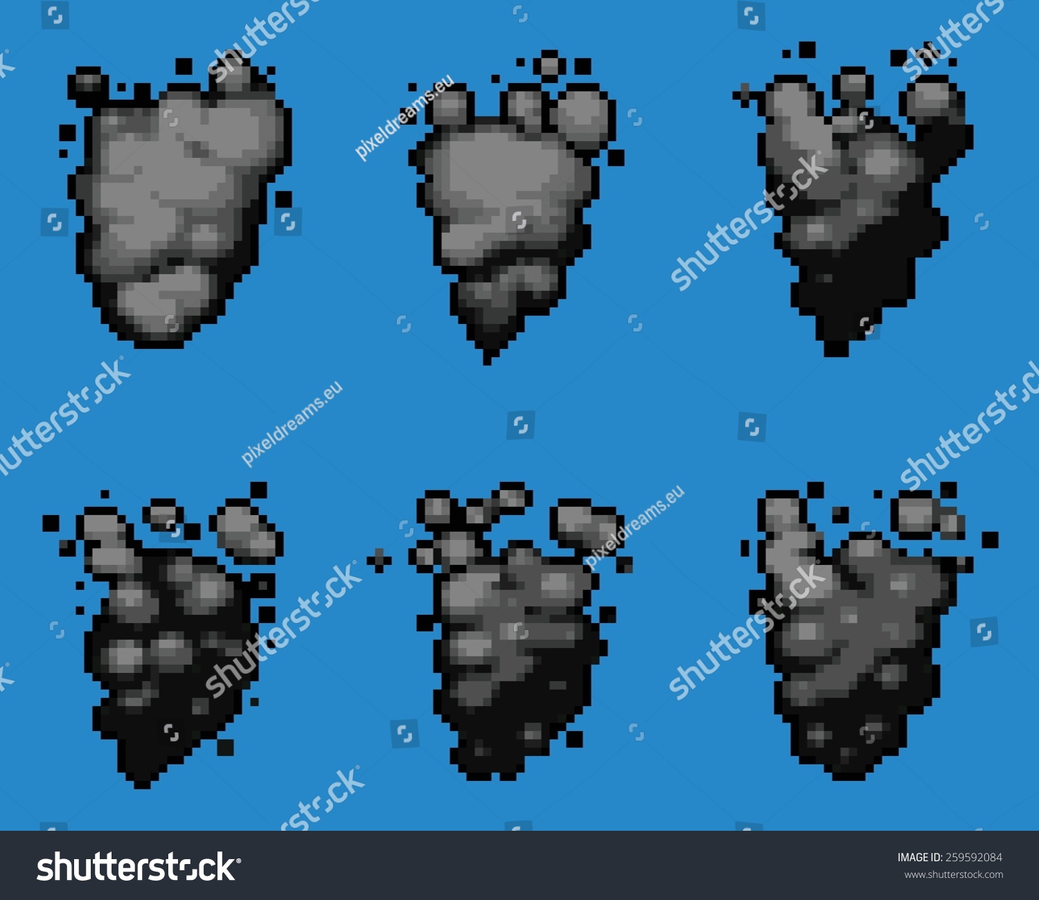 Pixel Art Video Game Smoke Animation Stock Vector 259592084 - Shutterstock