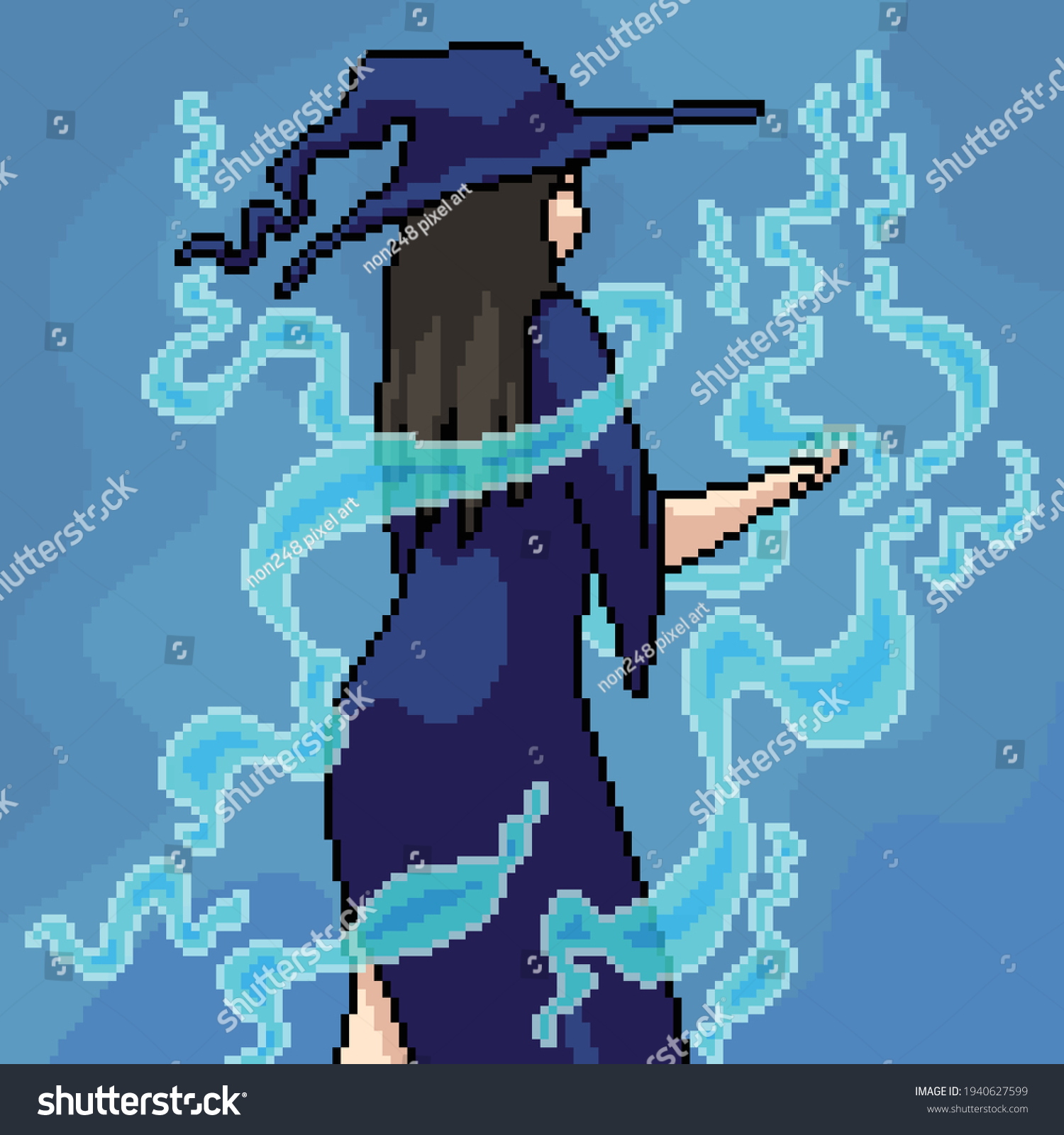 bruja de arte de píxeles y: vector de stock (libre de regalías ...