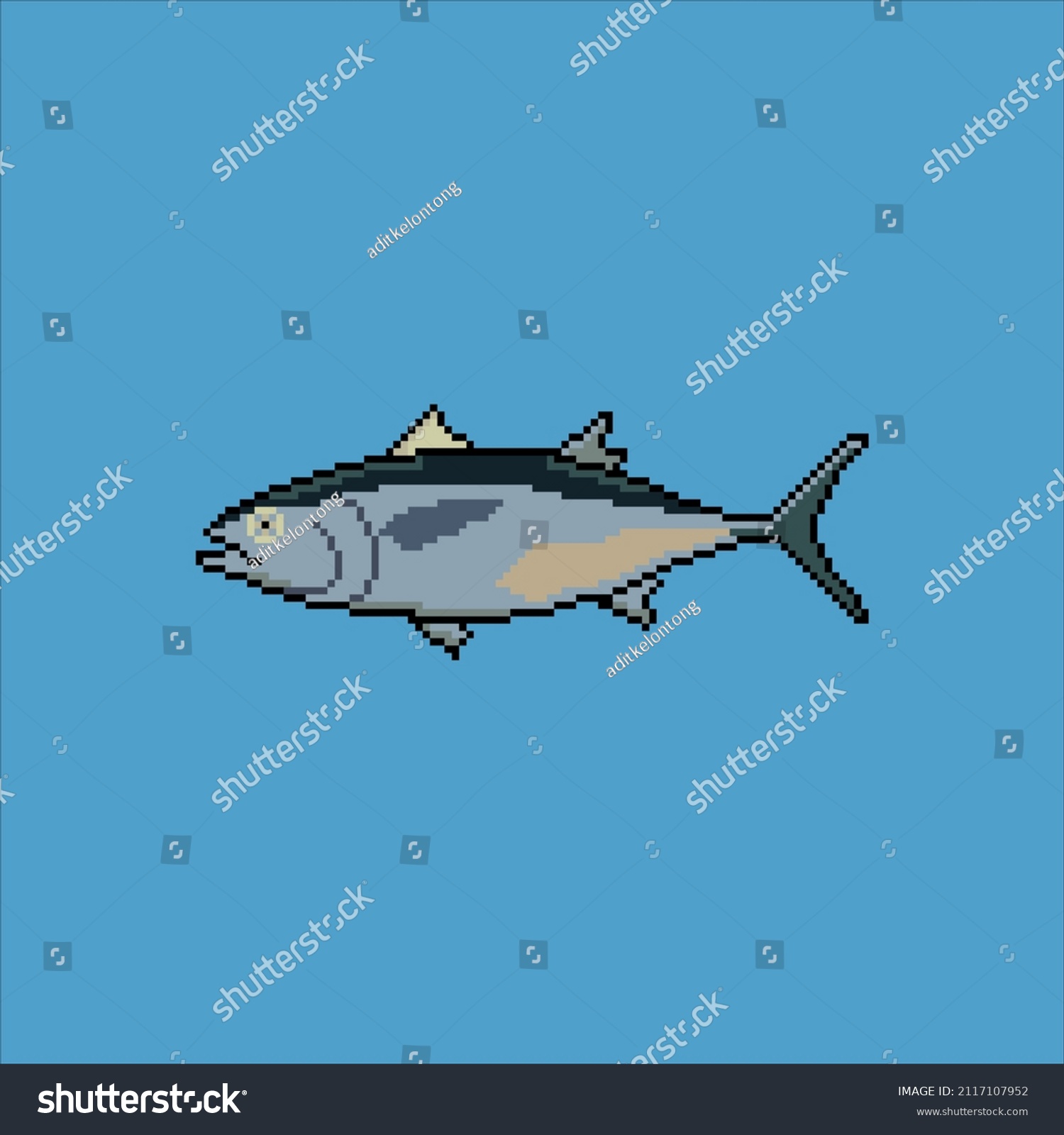 Pixel Art Tuna Vector Illustration Stock Vector (Royalty Free) 2117107952