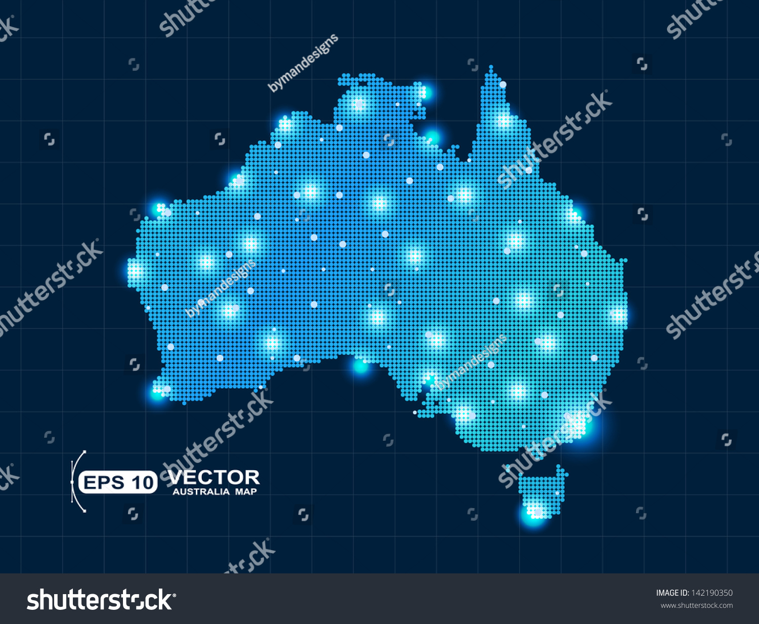 Pixel Australia Map Spot Lights Stock Vector 142190350 - Shutterstock