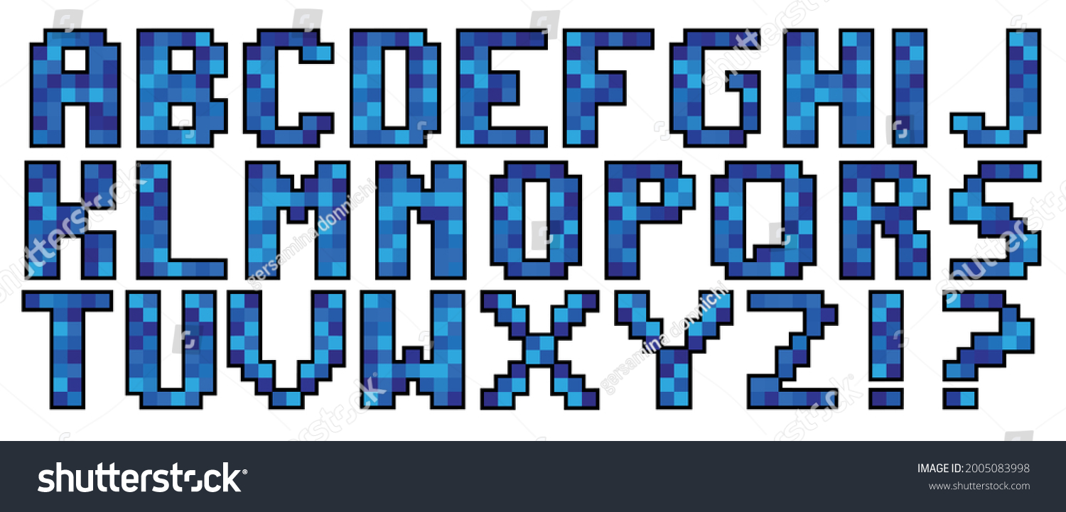 Pixel Blue Font Letters Alphabet Stock Vector (Royalty Free) 2005083998 ...