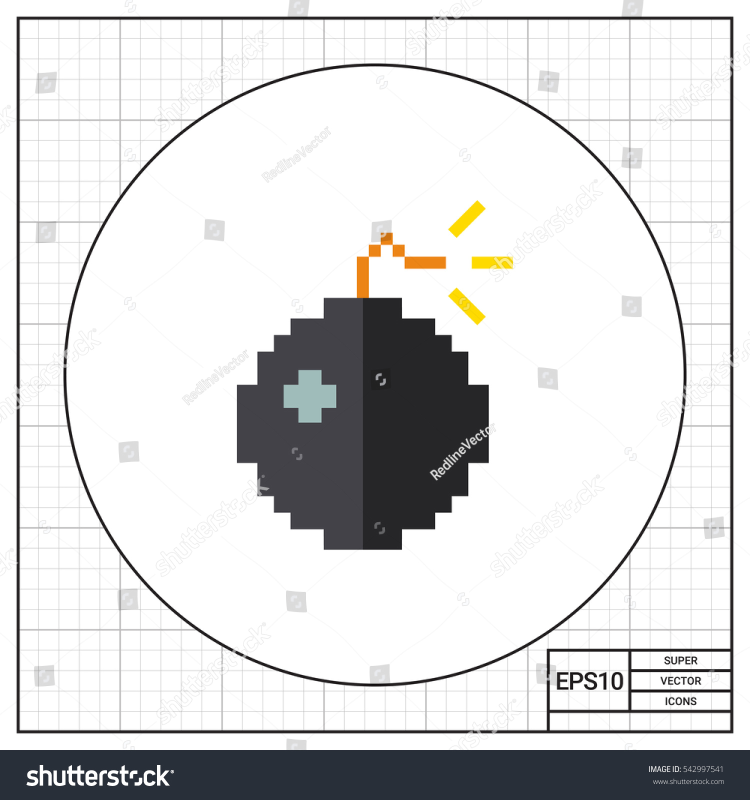 Pixel Bomb Icon Stock Vector (Royalty Free) 542997541 | Shutterstock