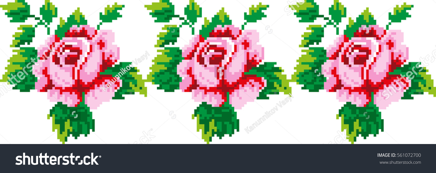 Pixel Border Flowers Stock Vector (Royalty Free) 561072700 | Shutterstock