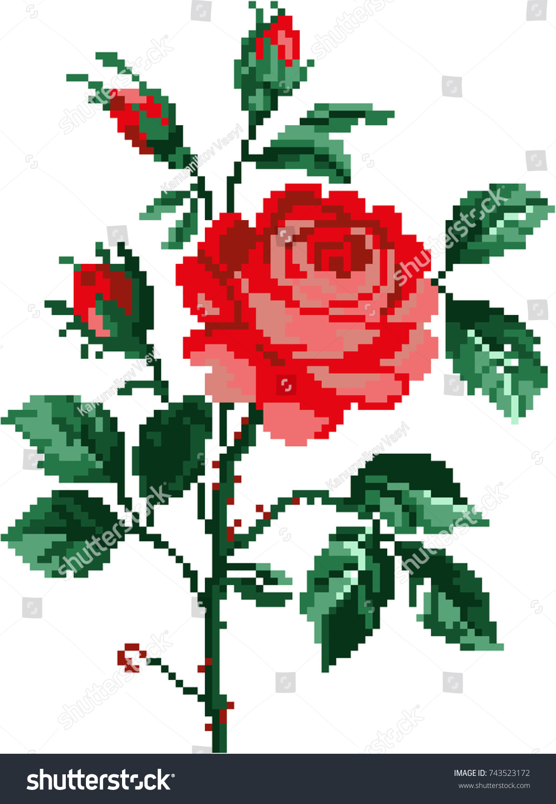 Pixel Border Flowers Stock Vector (Royalty Free) 743523172 | Shutterstock