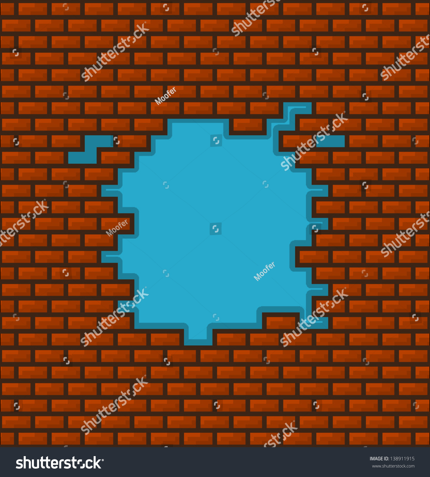 Pixel Brick Wall Hole Vector Illustration 스톡 벡터(로열티 프리) 138911915 ...