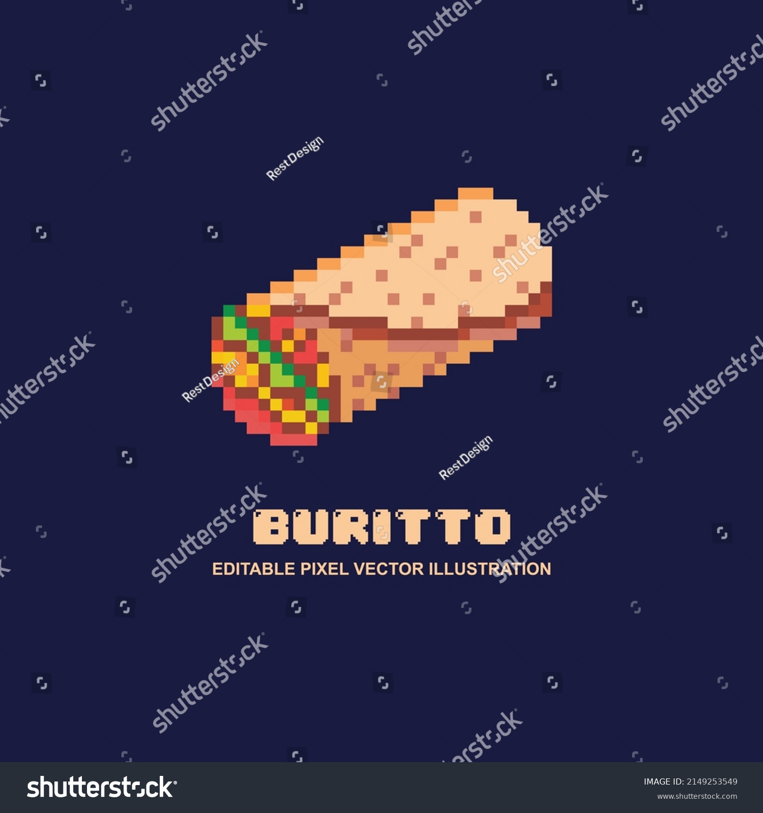Pixel Burrito Icon Vector Illustration Stock Vector (Royalty Free ...