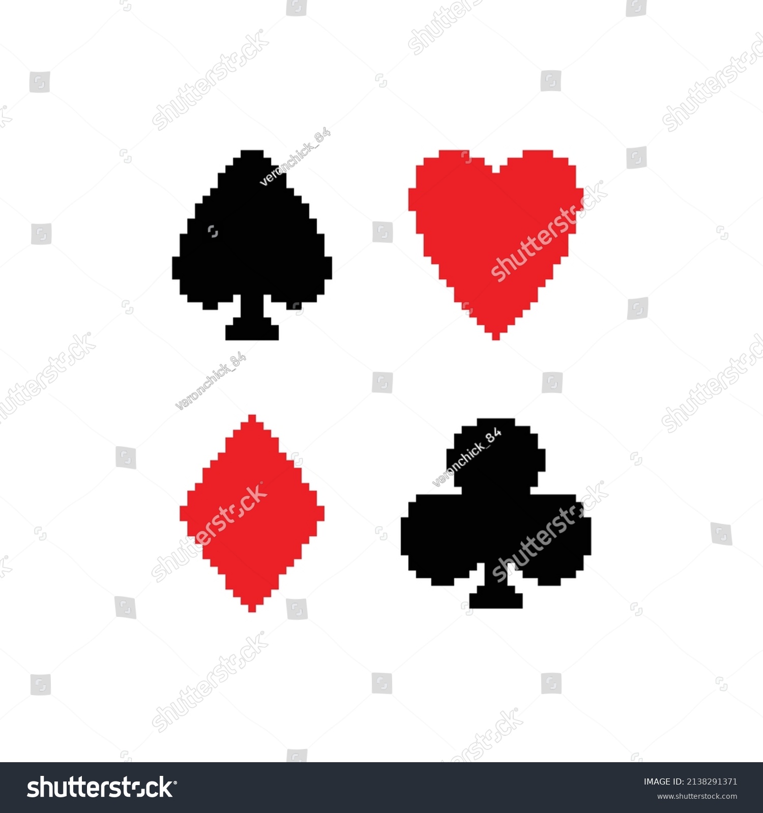 Pixel Card Suits Icon Vector 8 Stock Vector (Royalty Free) 2138291371 ...