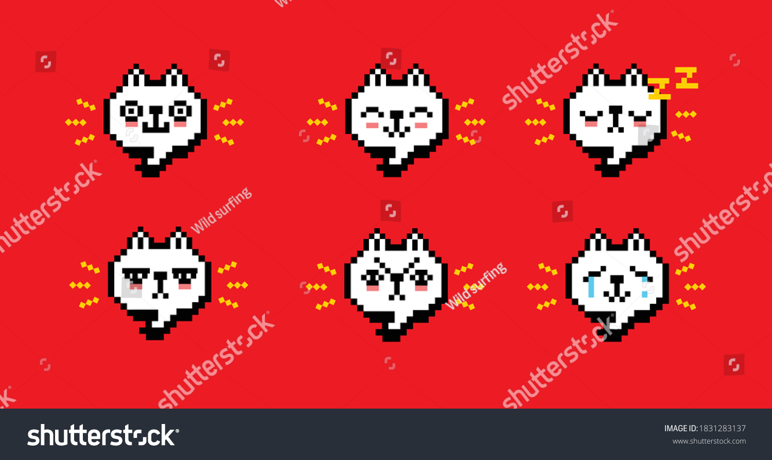 Pixel Cats Set Comic Bubbles Vector: เวกเตอร์สต็อก (ปลอดค่าลิขสิทธิ์ ...