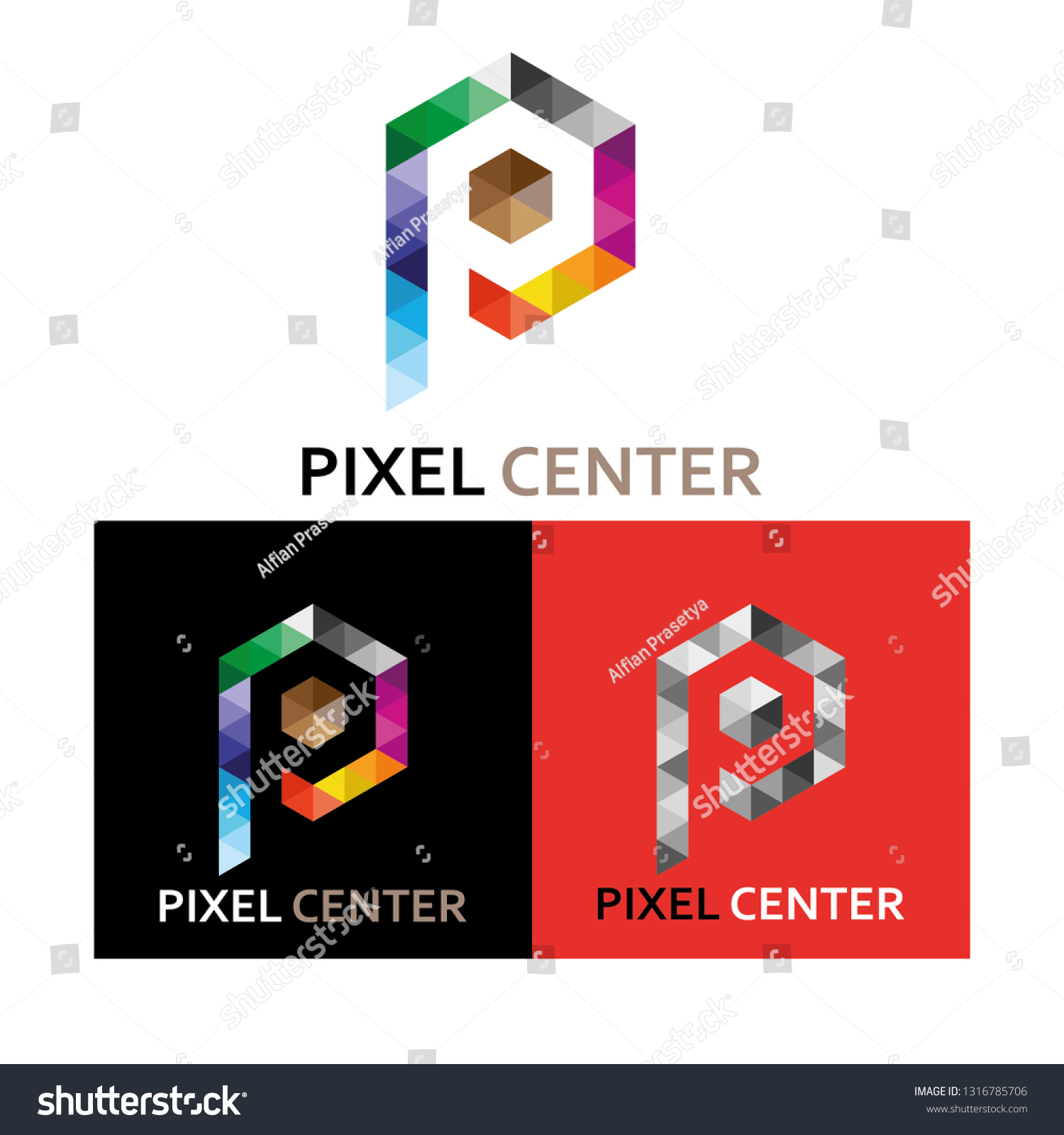 Pixel Center Logo Design Stock Vector (Royalty Free) 1316785706