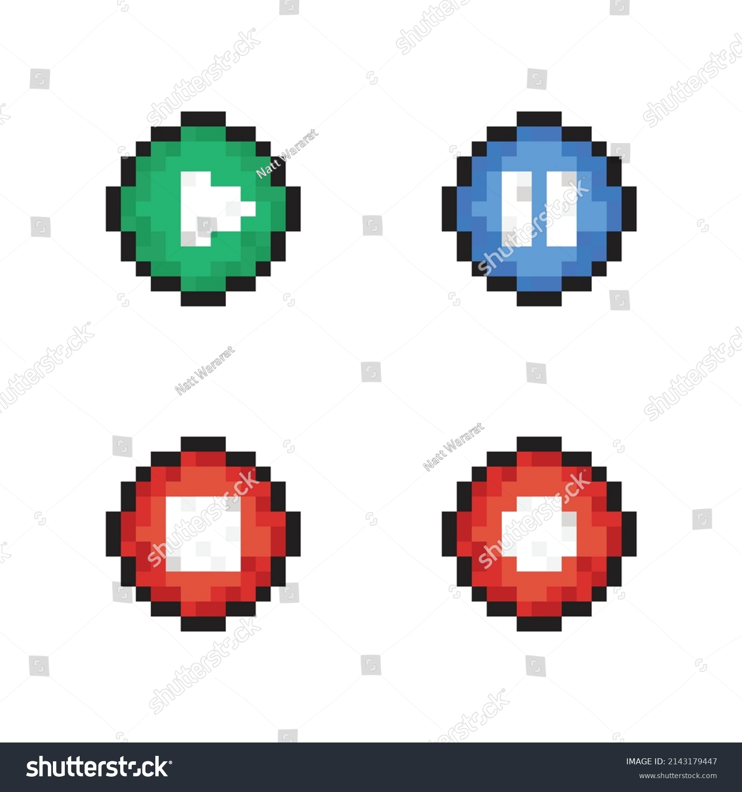 Pixel Circle Buttons Status Play Pause: Vector có sẵn (miễn phí bản ...