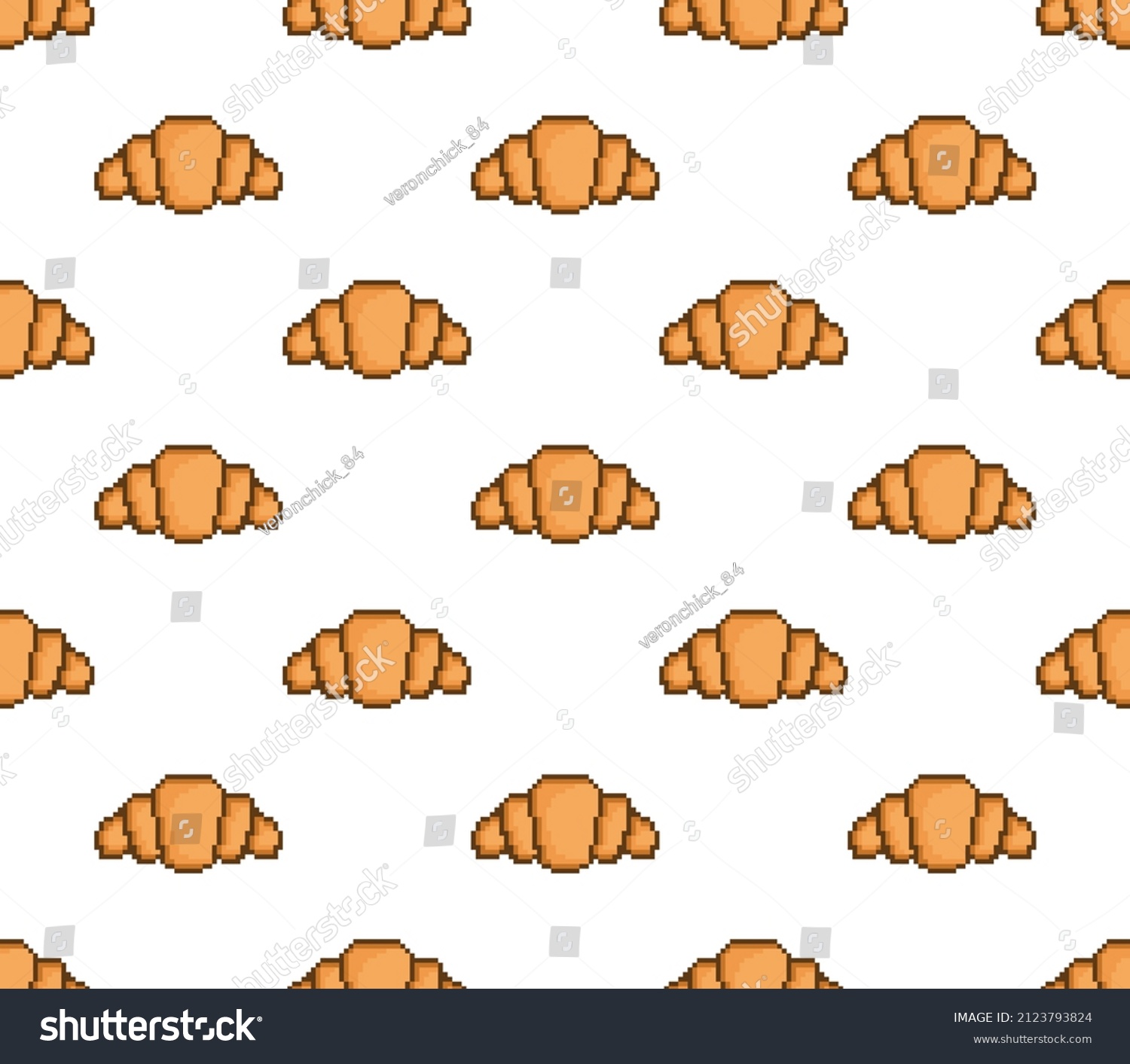 Pixel Croissant Background Seamless Croissant Pixelized Stock Vector ...