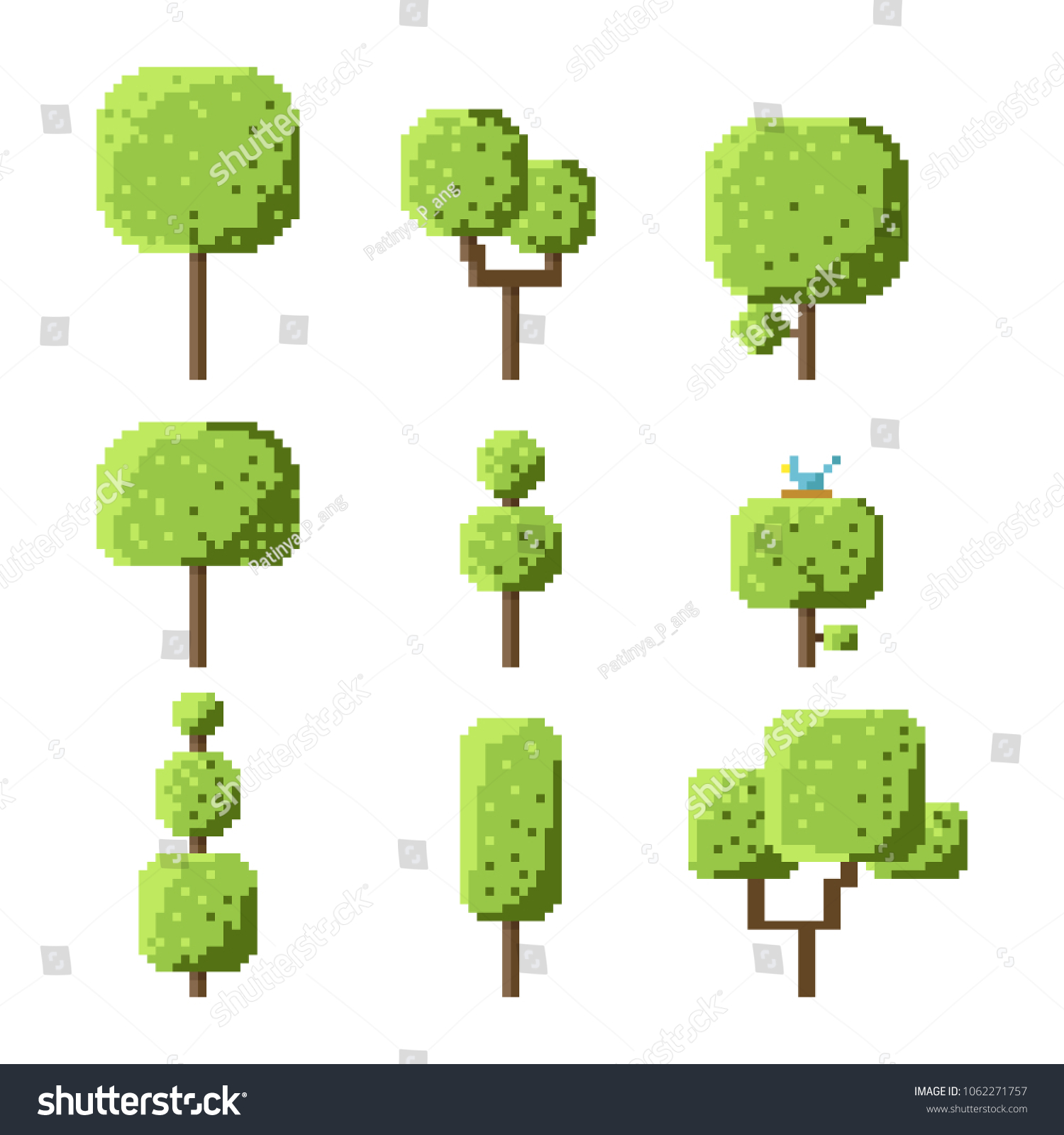 Pixel Cube Tree Set8bits Treepixel Art: เวกเตอร์สต็อก (ปลอดค่าลิขสิทธิ์ ...