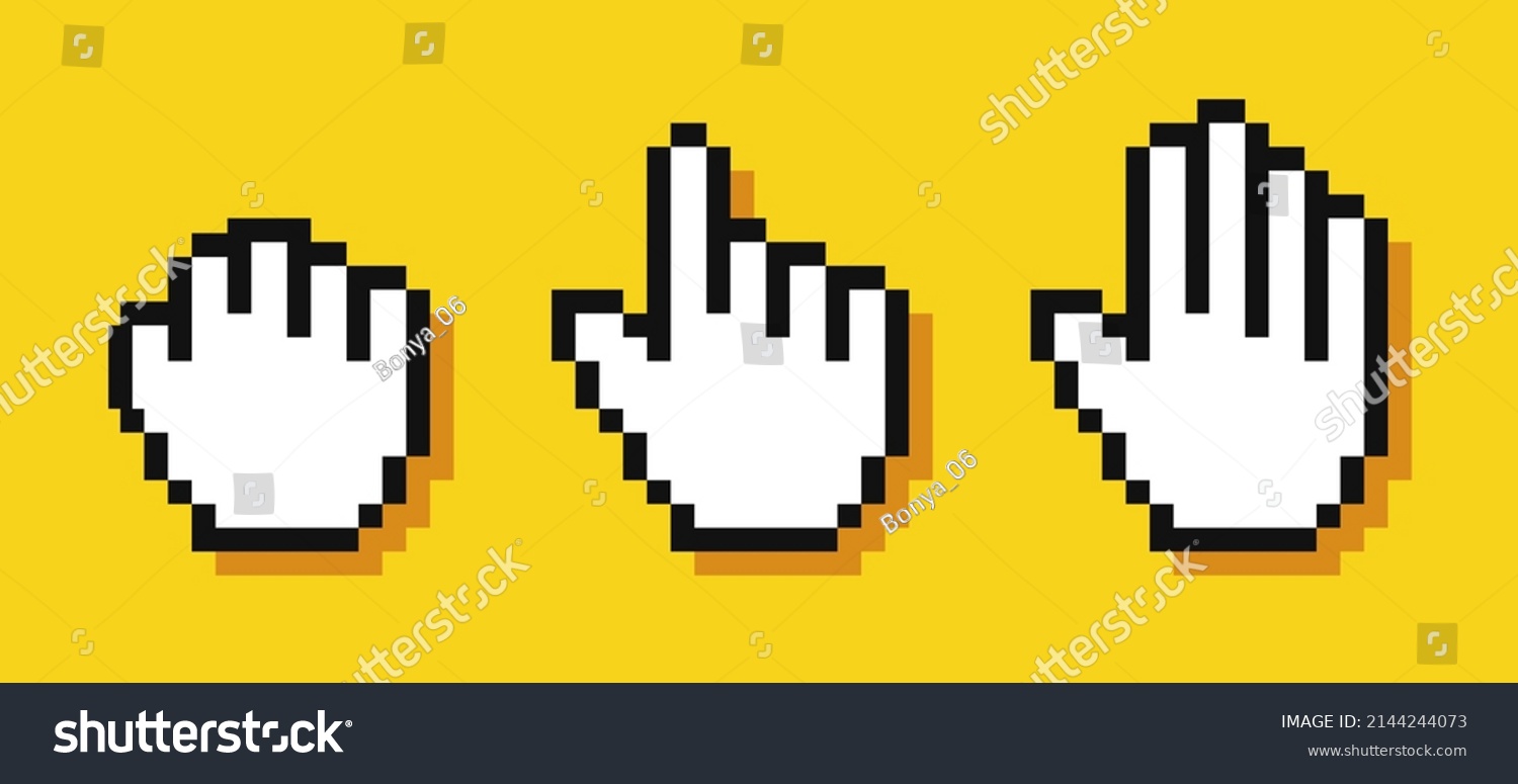 Pixel Cursors Cursor Hand Pointers Computer Stock Vector (Royalty Free ...