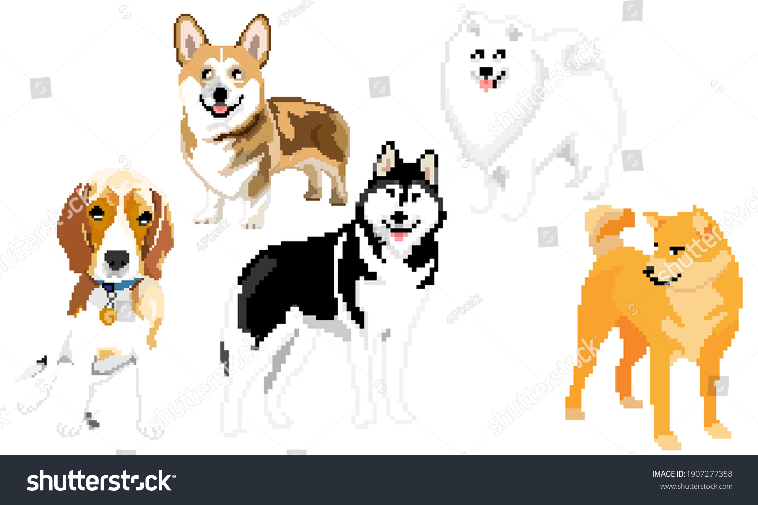 Pixel Dog Vector Illustration Flat Design Stock Vector (Royalty Free ...