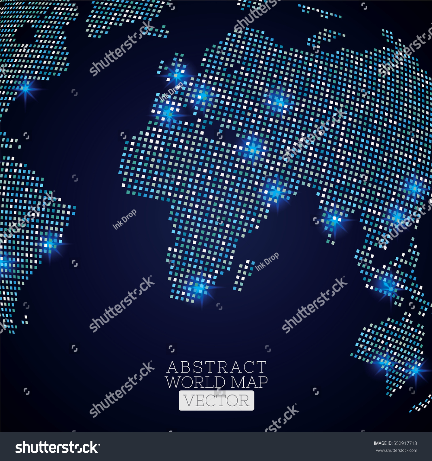 Pixel Dot World Map Glowing Locations: vector de stock (libre de ...