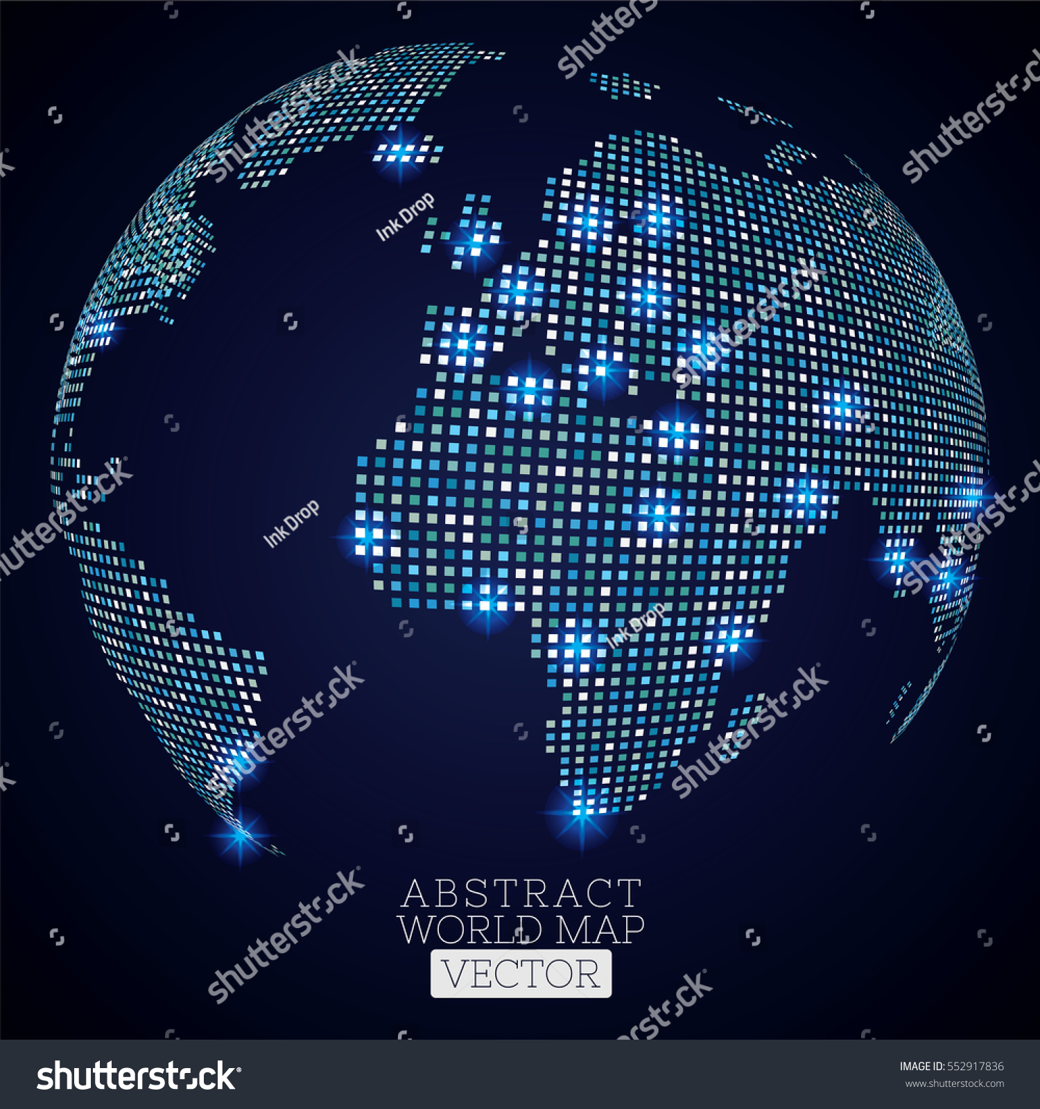 Pixel Dot World Map Glowing Locations Stock Vector 552917836 - Shutterstock