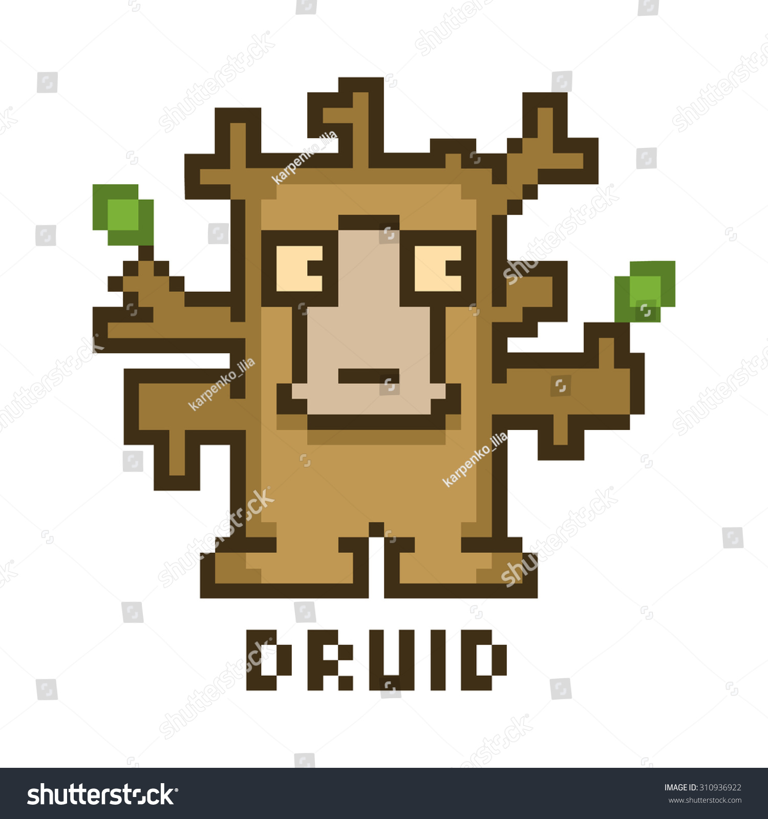 Pixel Druid 8bit Video Games Design Stock Vector (Royalty Free ...