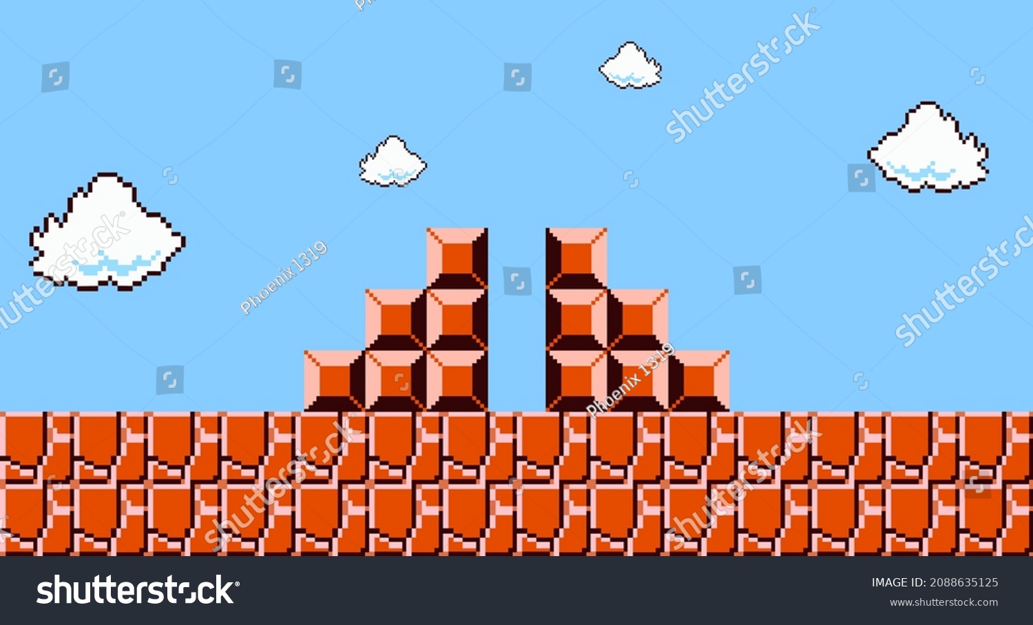 Pixel Eightbit Background Game Landscape Vector Stock Vector (Royalty ...