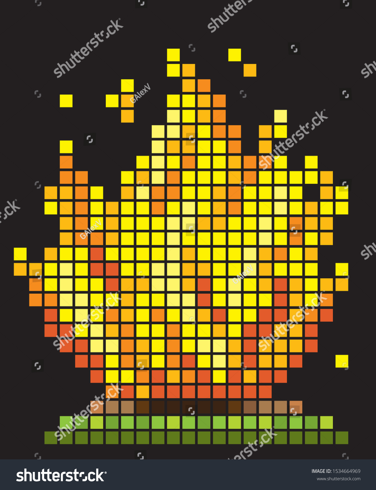Pixel Fire Pixel Art 8 Bit: vector de stock (libre de regalías ...