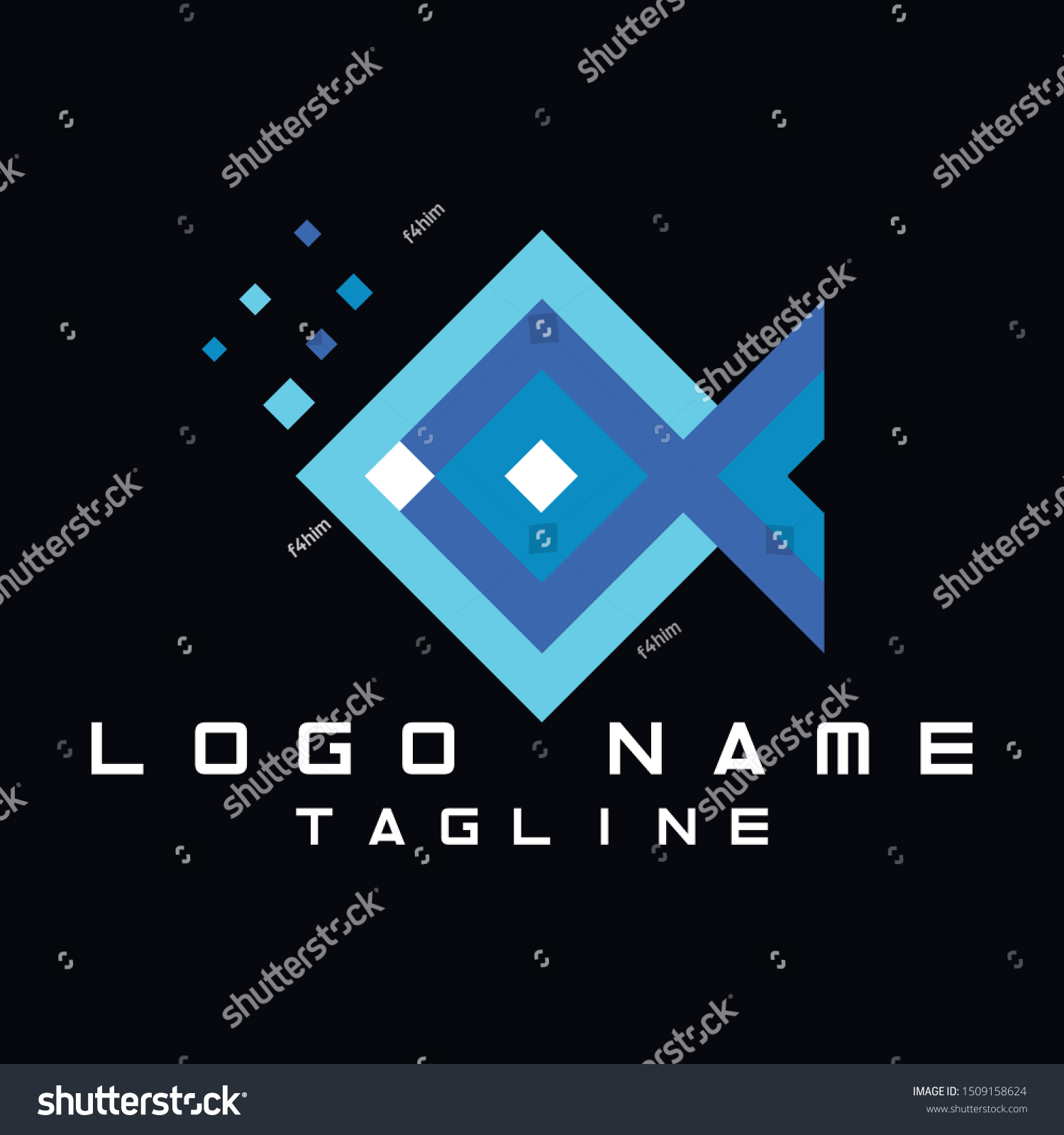 Pixel Fish Logo Design Template Stock Vector (Royalty Free) 1509158624 ...