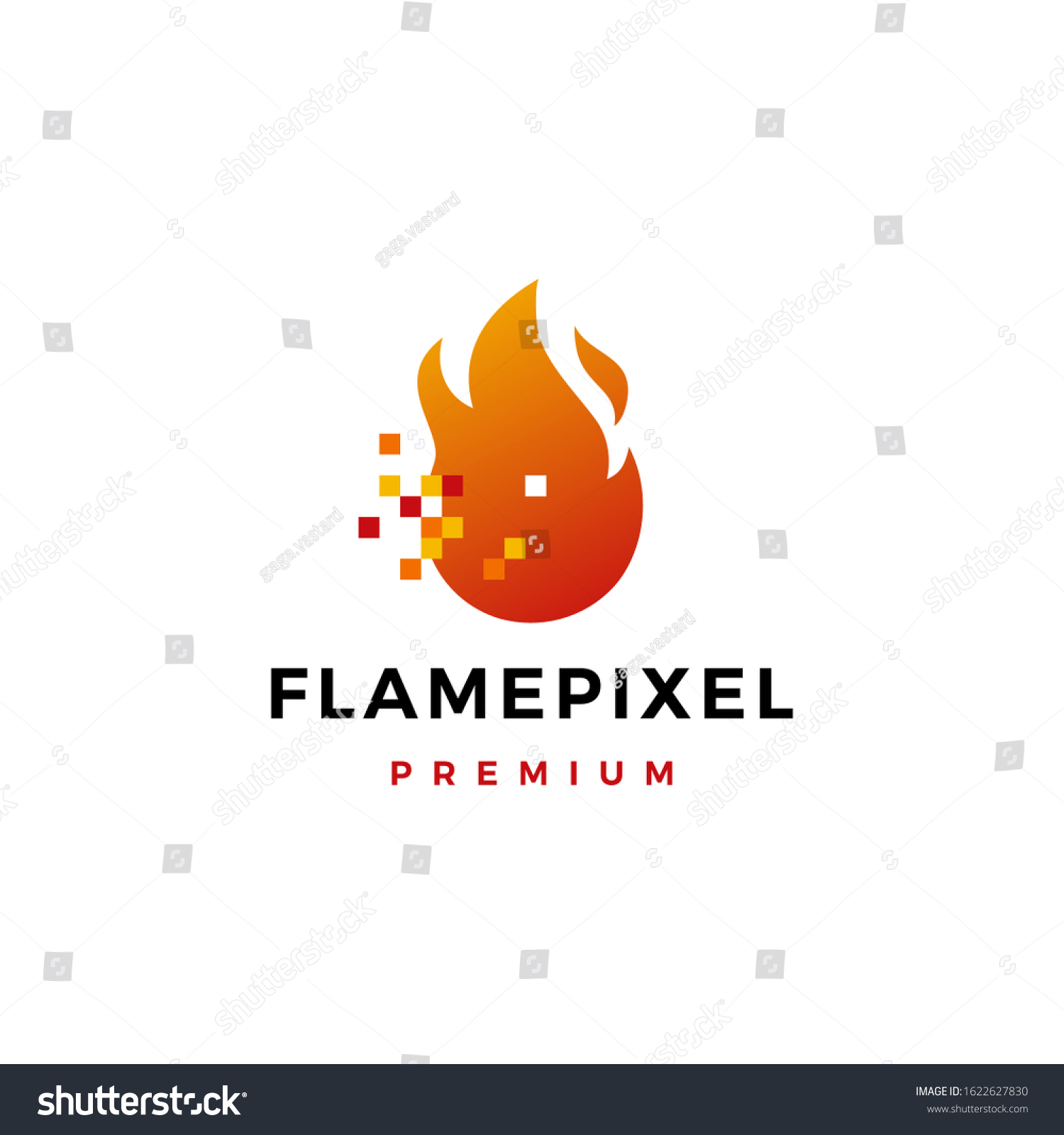 Pixel Flame Fire Digital Logo Vector Stock Vector (Royalty Free ...