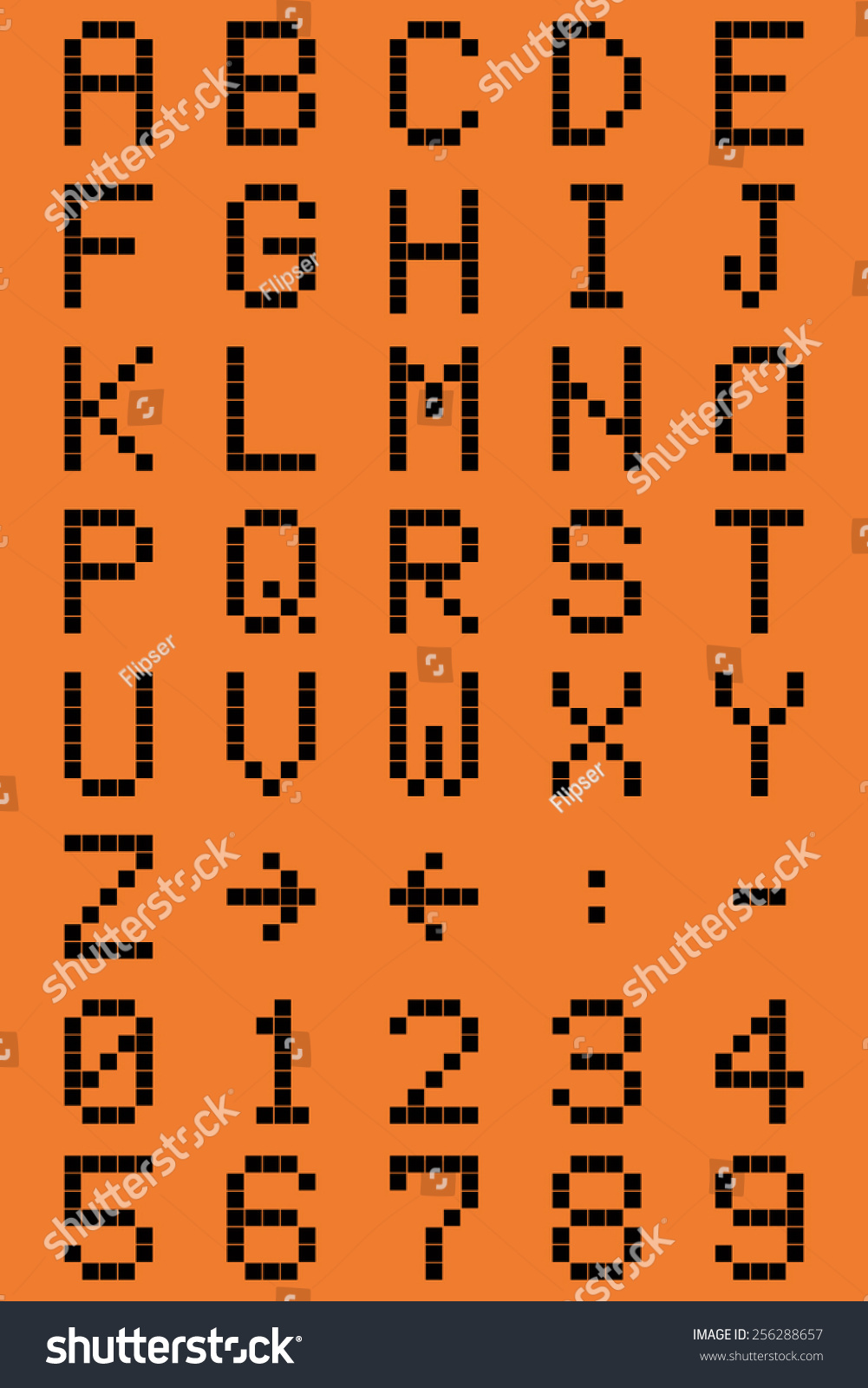Vektor Stok Pixel Font Numbers Vector Drawing (Tanpa Royalti) 256288657 ...