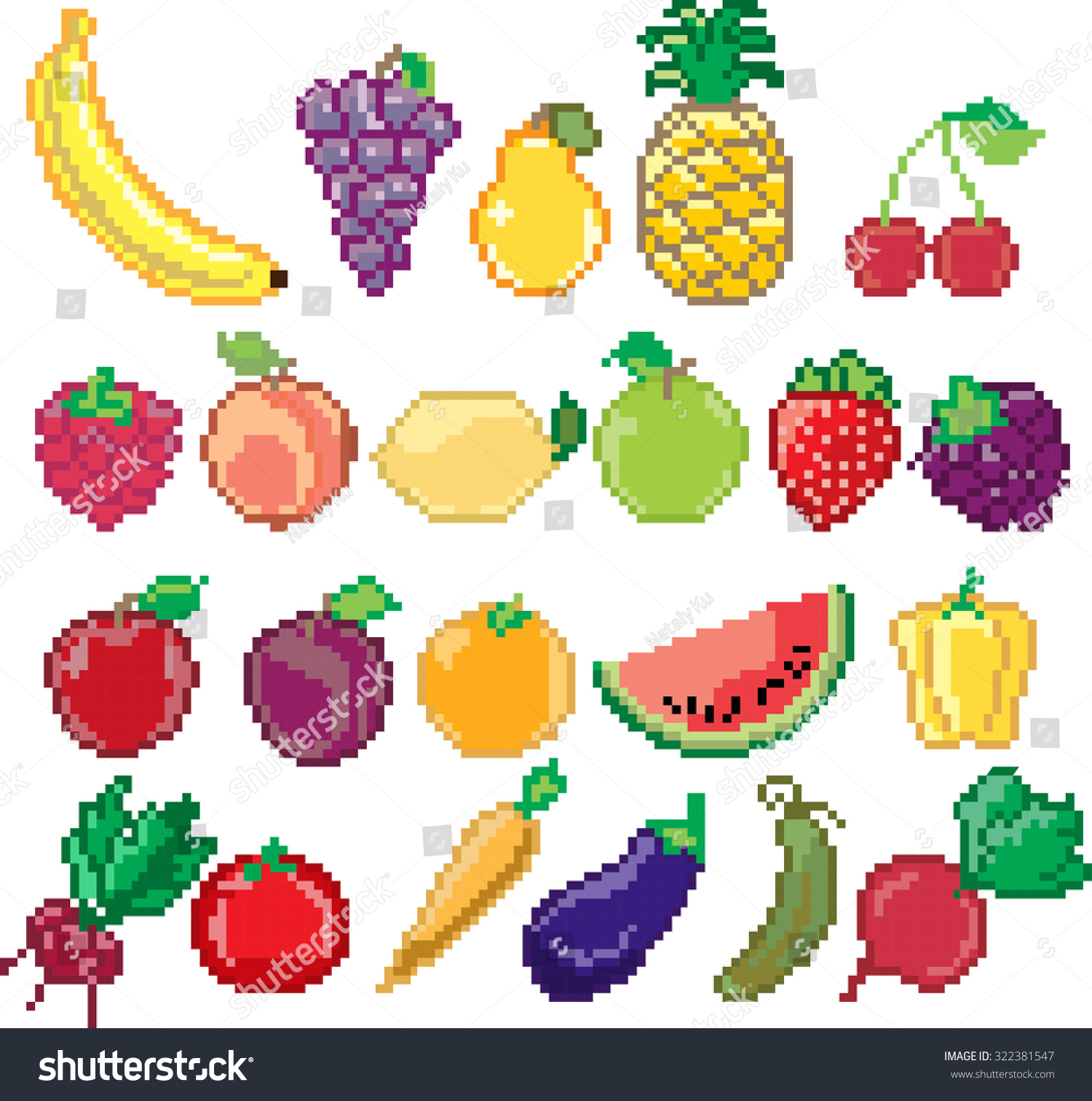 Pixel Fruits Set Stock Vektor 322381547 - Shutterstock