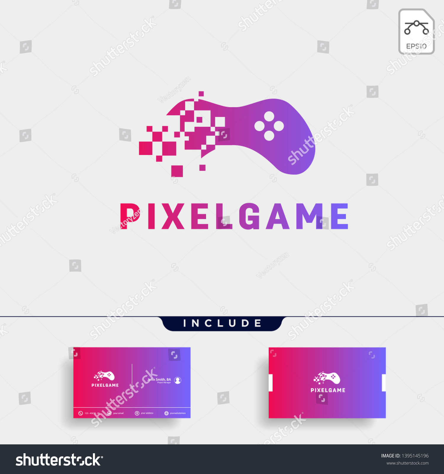 Pixel Game Logo Design Vector Illustration: vector de stock (libre de ...