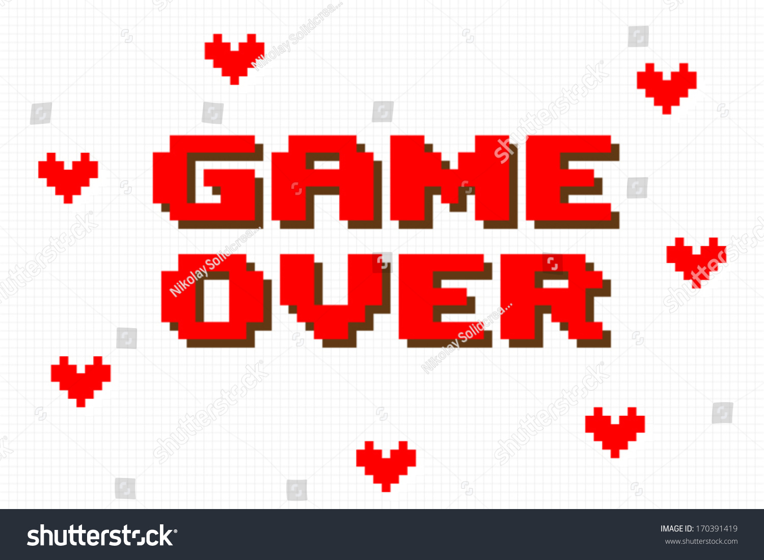 Pixel Game Over Computer Game Screen: เวกเตอร์สต็อก (ปลอดค่าลิขสิทธิ์ ...