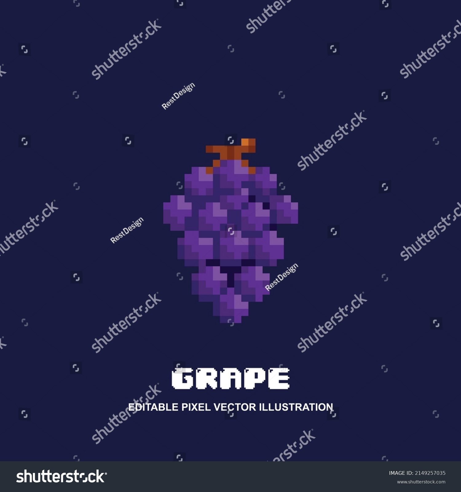 Pixel Grape Icon Vector Illustration Stock Vector (Royalty Free ...