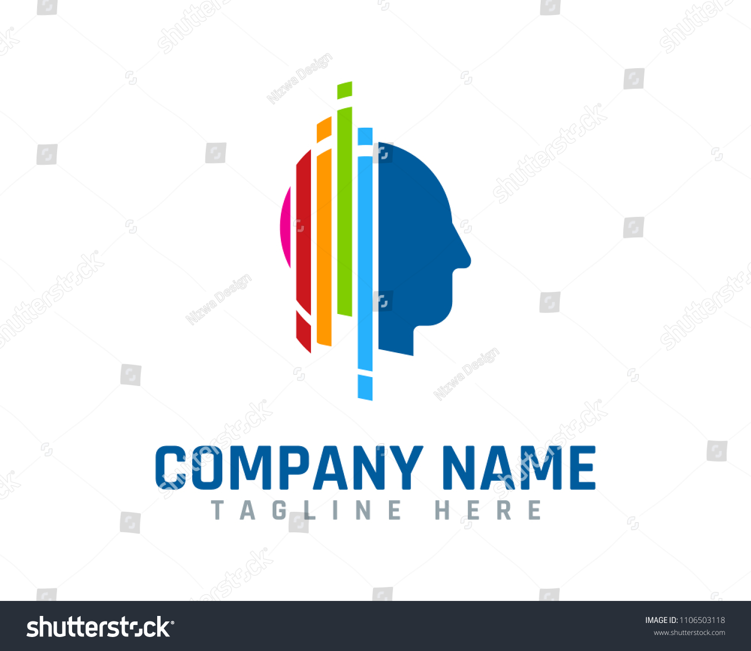 Pixel Head Logo Design: vector de stock (libre de regalías) 1106503118