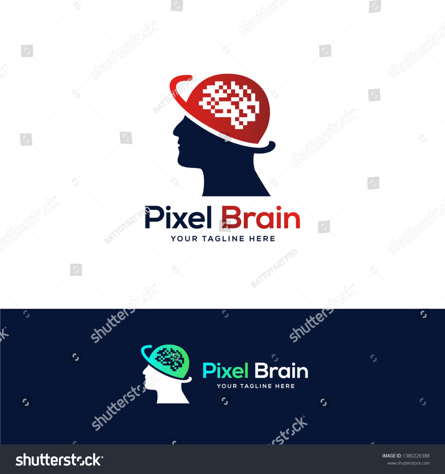 Pixel Head Logo Designs Head Tech Stock Vector (Royalty Free) 1380226388