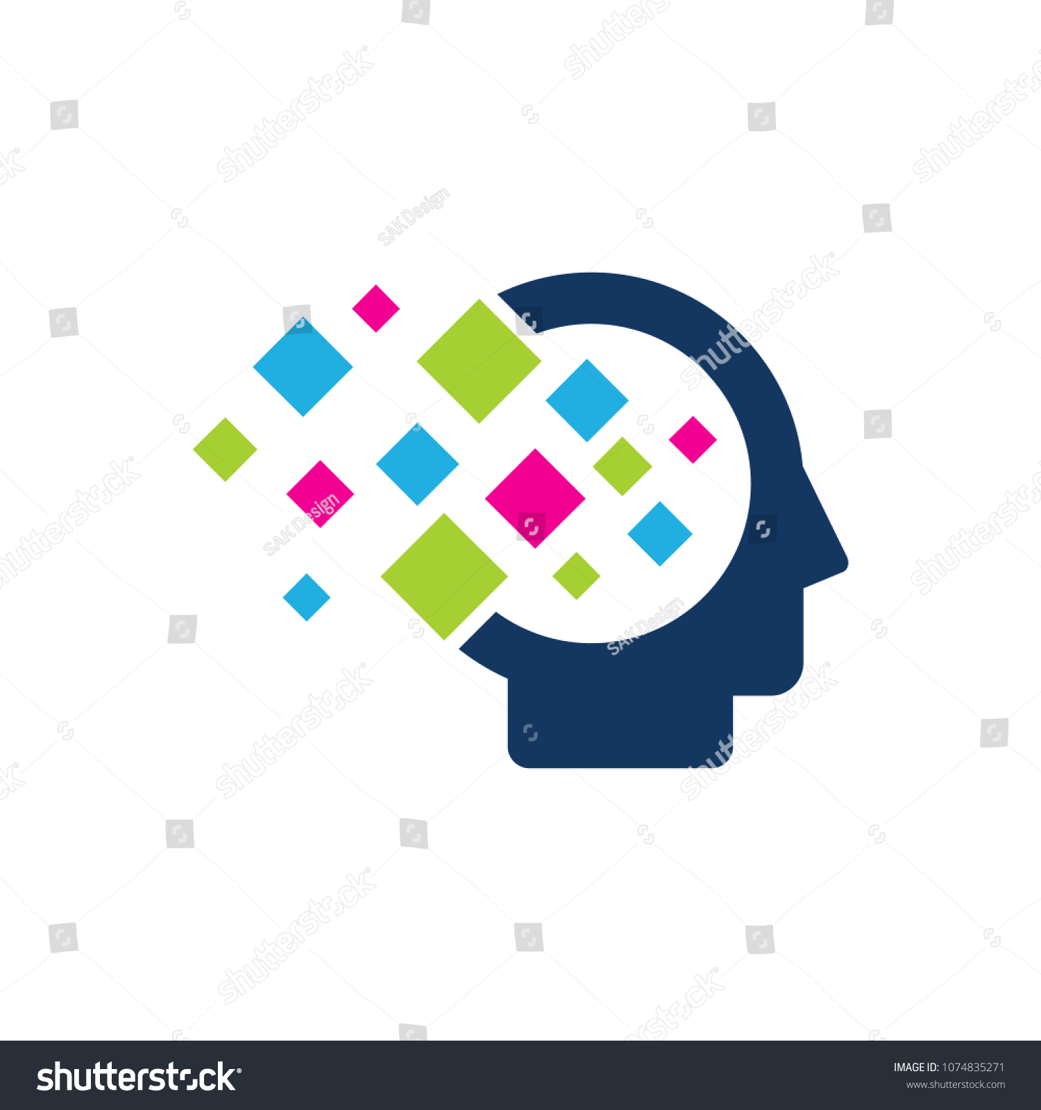 Pixel Head Logo Icon Design Stock Vector (Royalty Free) 1074835271 ...