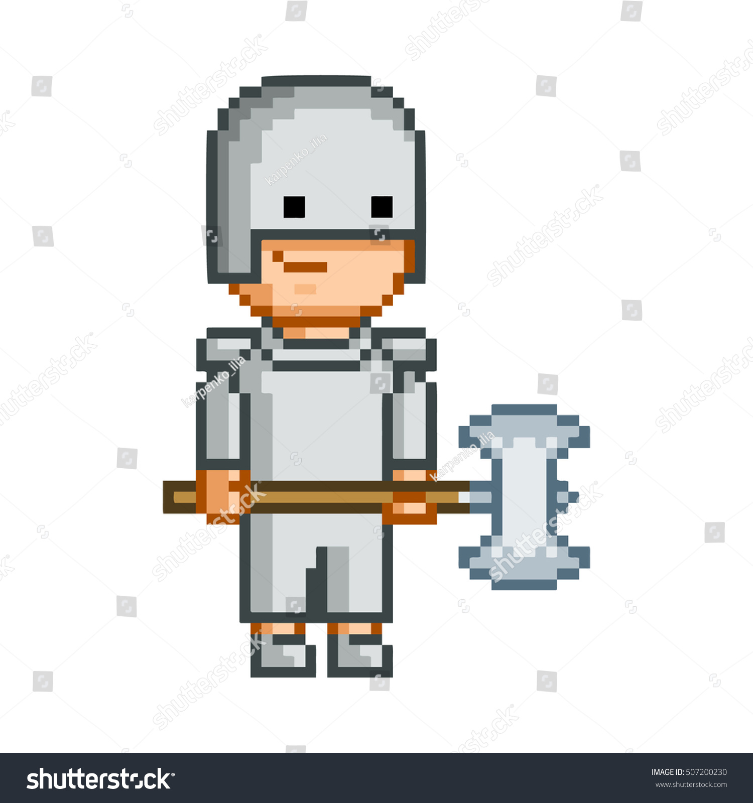 Pixel Hero Axe 8bit Video Games Stock Vector (Royalty Free) 507200230 ...