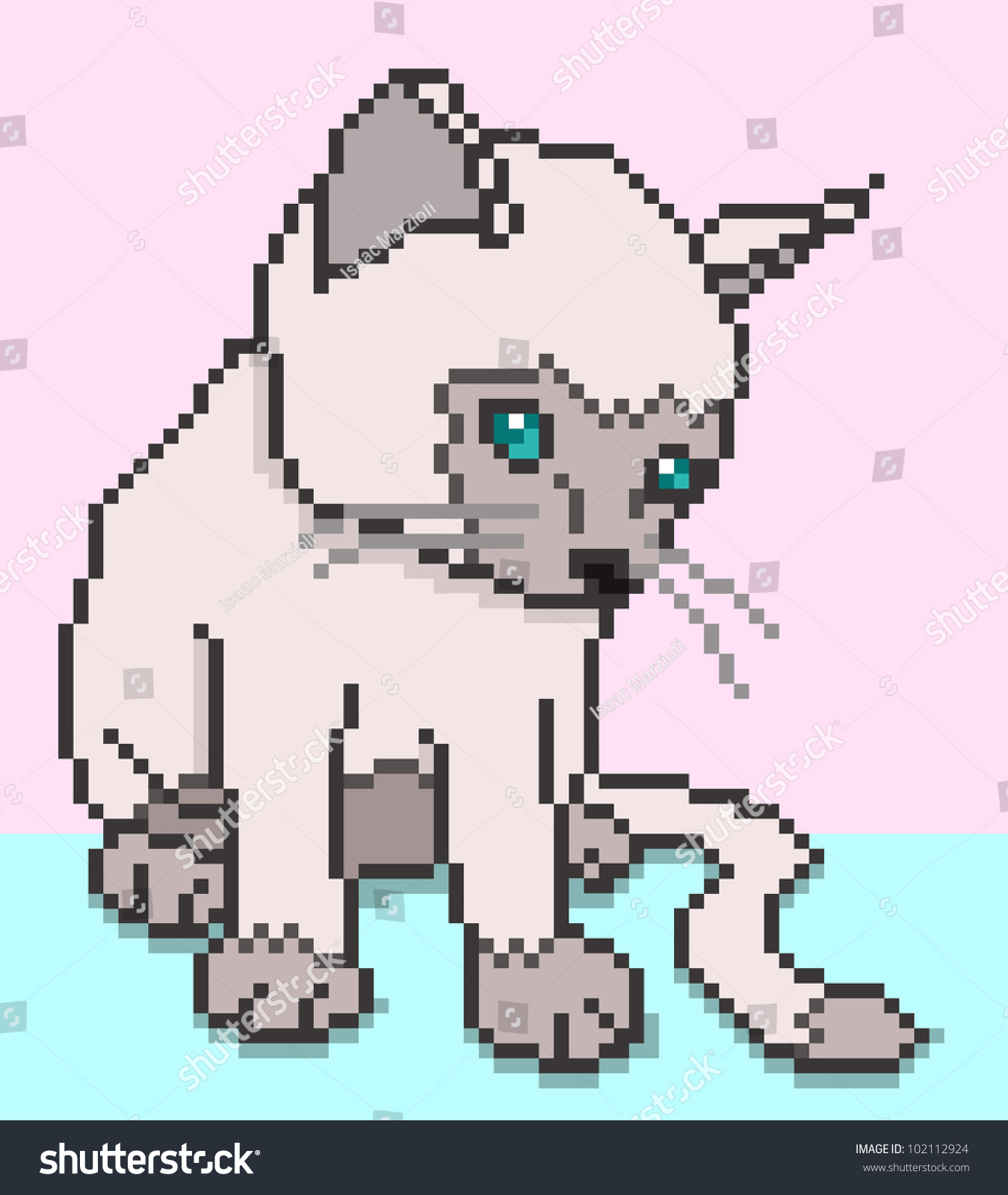 Pixel Kitten Vector Illustration Stock Vector (Royalty Free) 102112924 ...