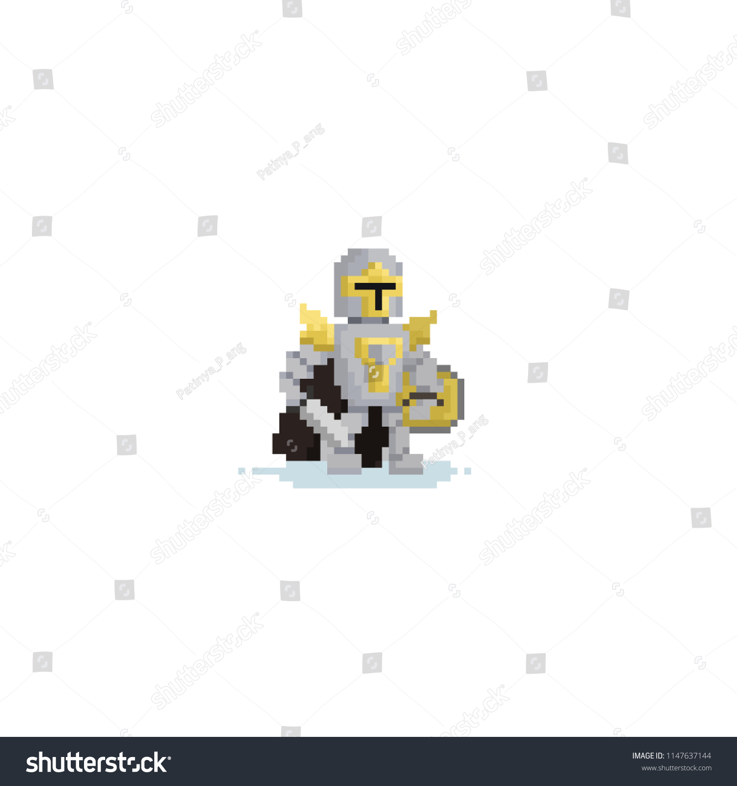 Pixel Knight 8bit Character: เวกเตอร์สต็อก (ปลอดค่าลิขสิทธิ์ ...