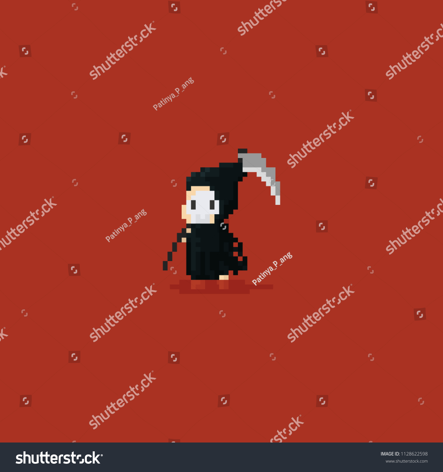 Vektor Stok Pixel Little Death Angle8bit Character (Tanpa Royalti ...